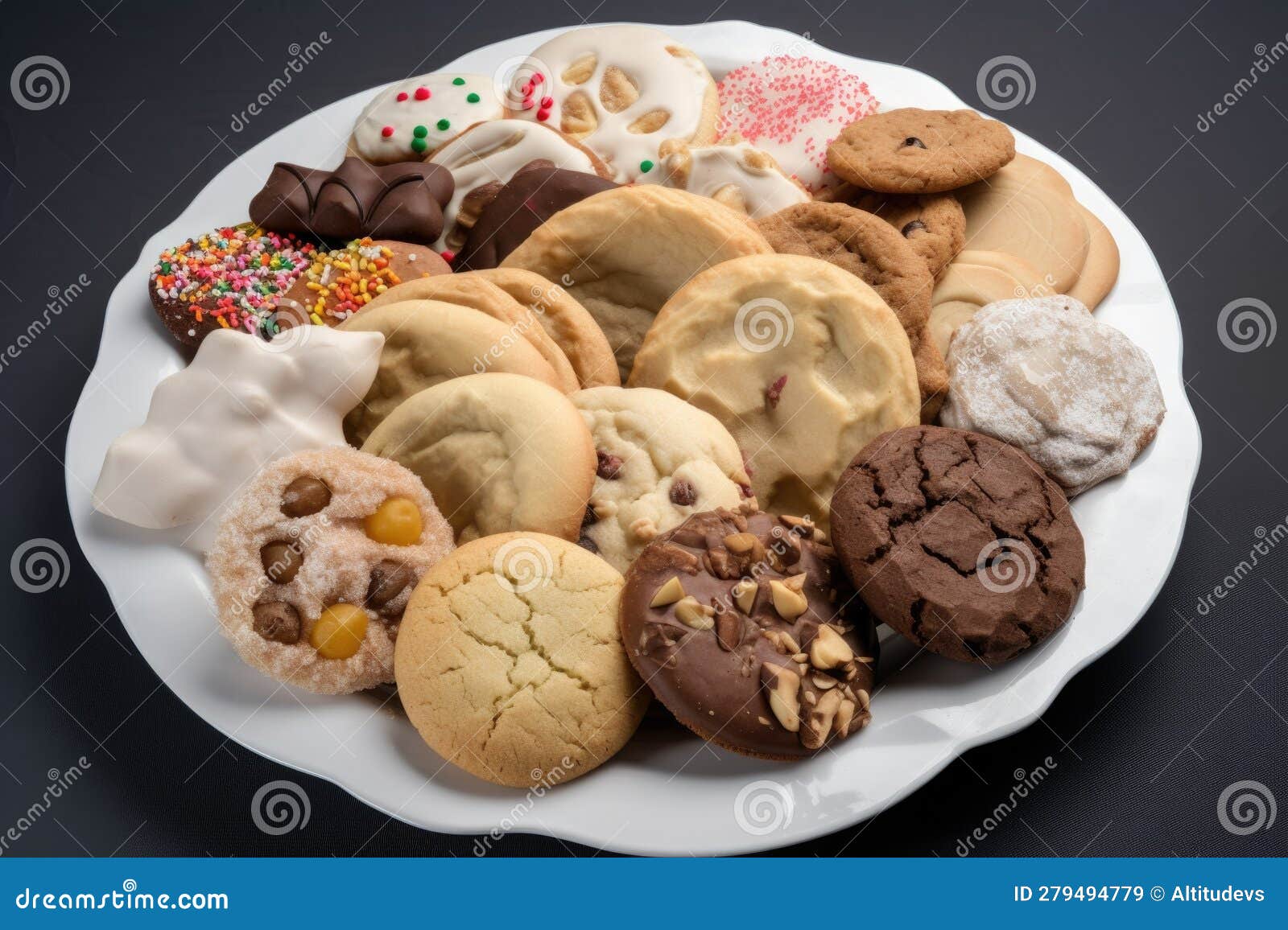 Cookie Sampler Plate, Featuring Assorted Flavors and Shapes of Cookies ...