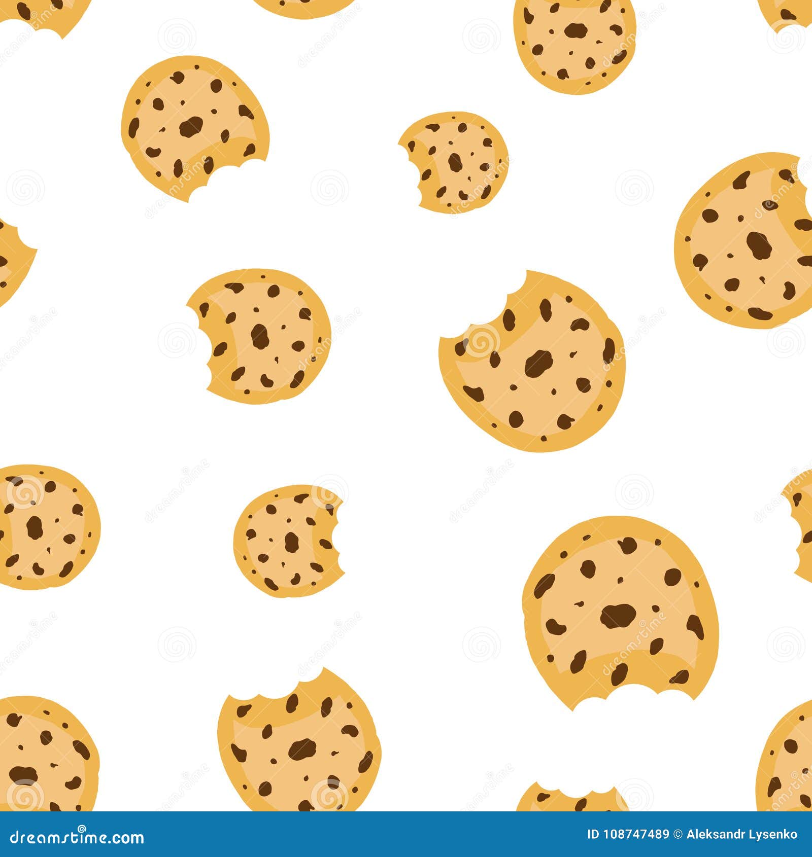 Cookie Seamless Pattern Background. Business Concept Vector Illustration. Chip Biscuit Dessert ...