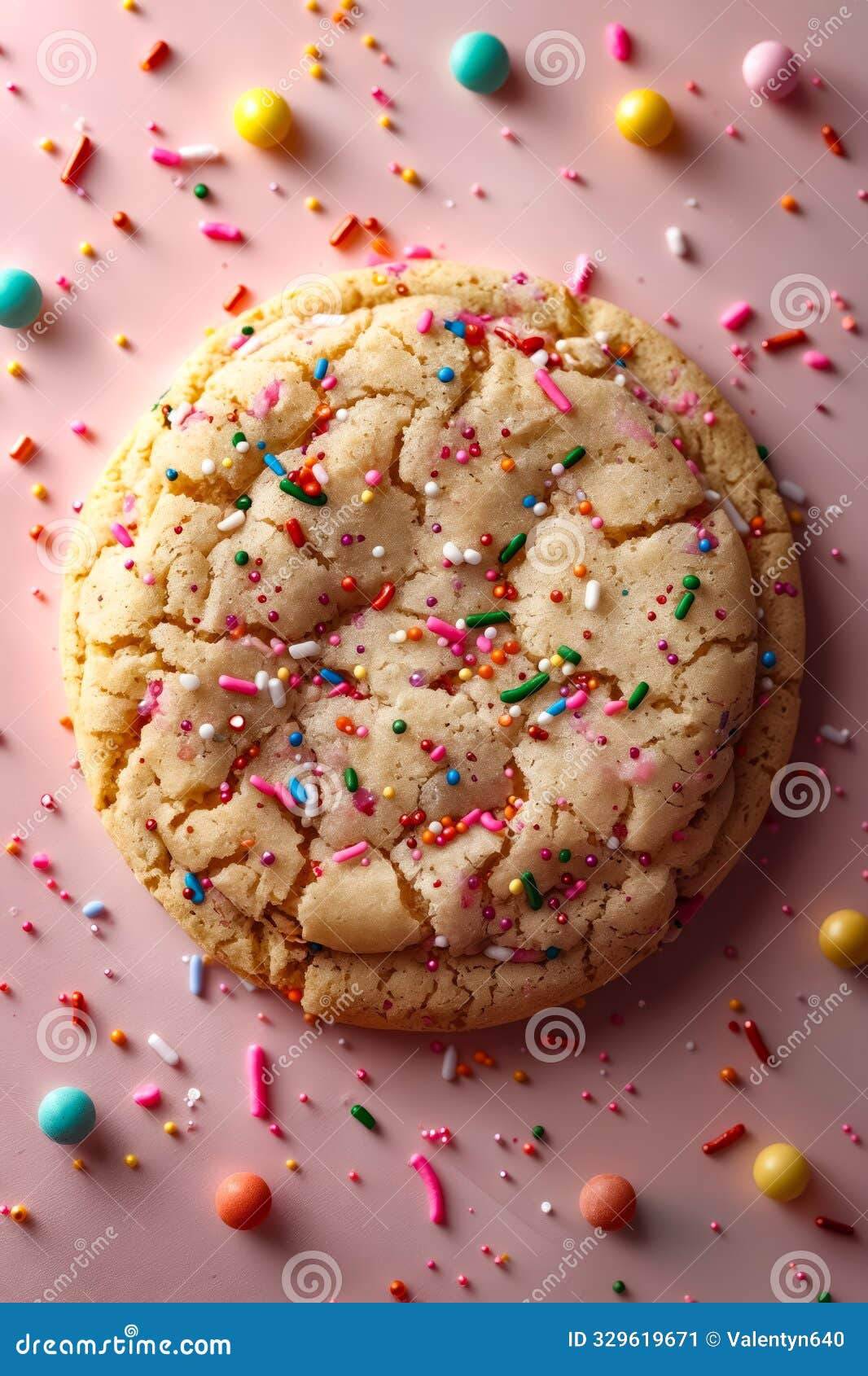 A Cookie with Sprinkles on a Pink Surface. Generative AI Stock ...