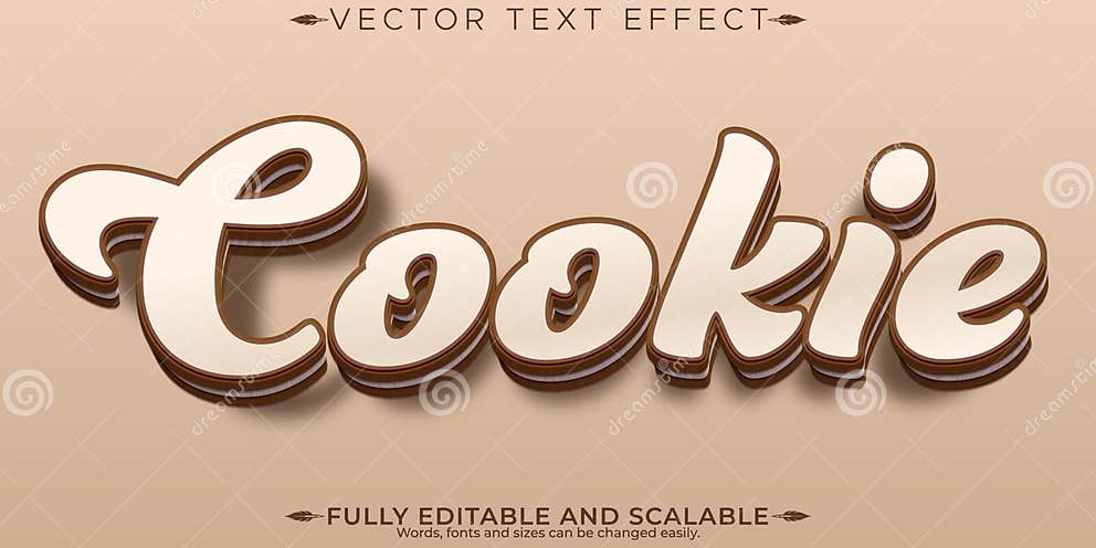 Cookie Text Effect, Editable Sweet and Biscuit Text Style Stock Vector ...