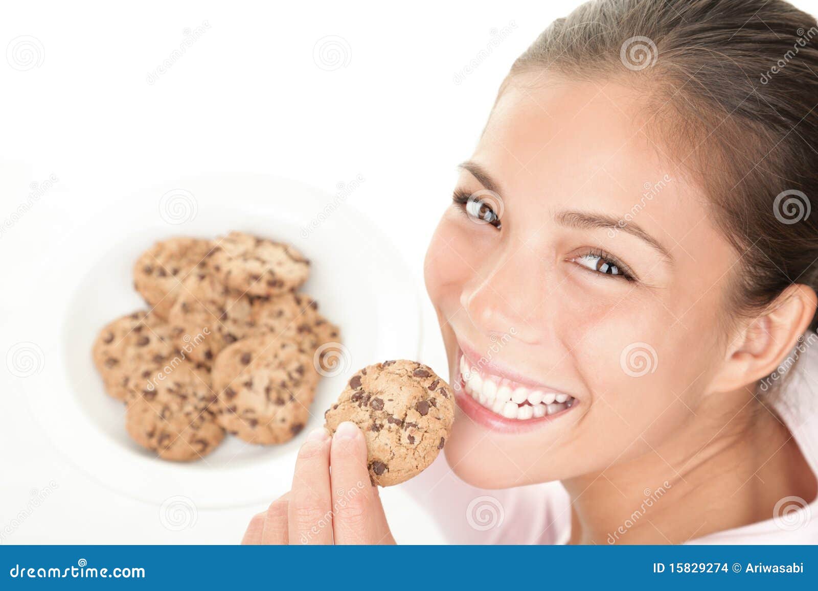 Cookie woman stock photo. Image of delicious, eating - 15829274