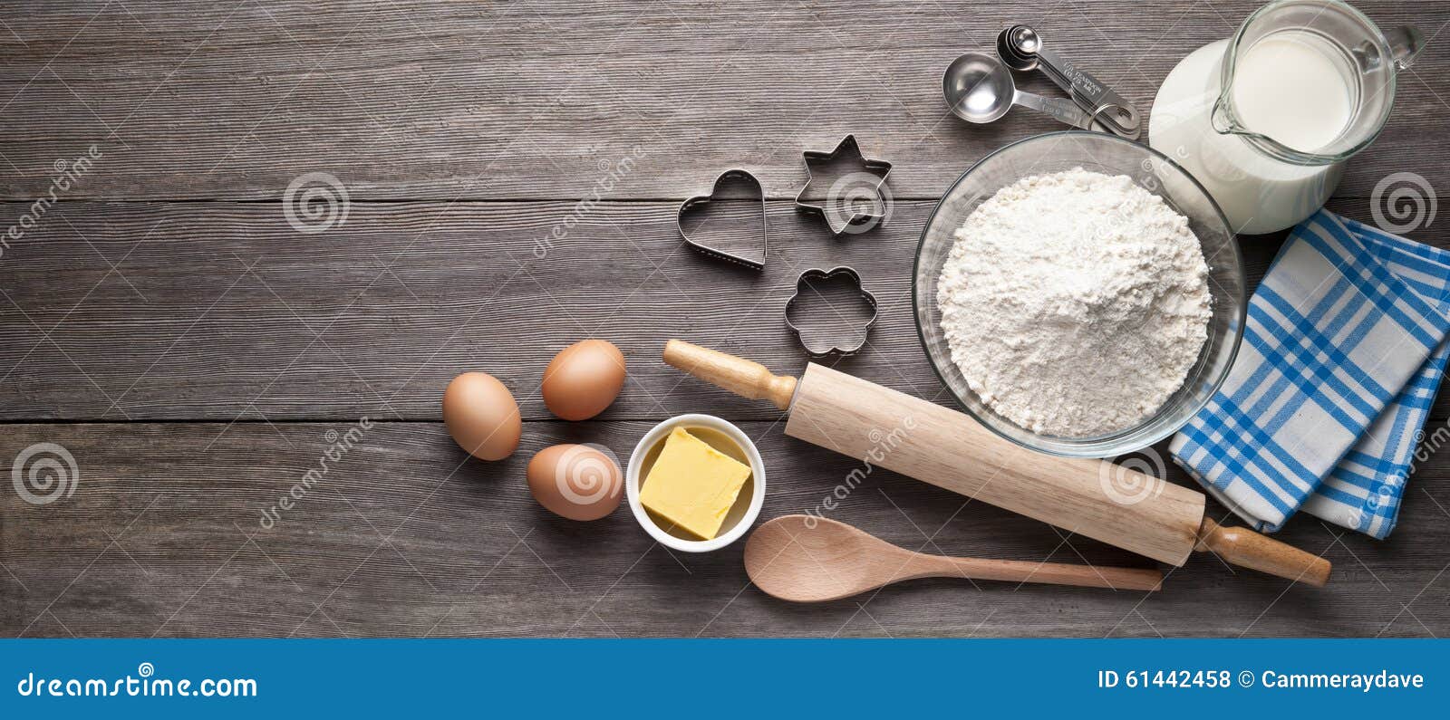 Cookies Baking Wood Ingredients Background Stock Photo - Image of ...