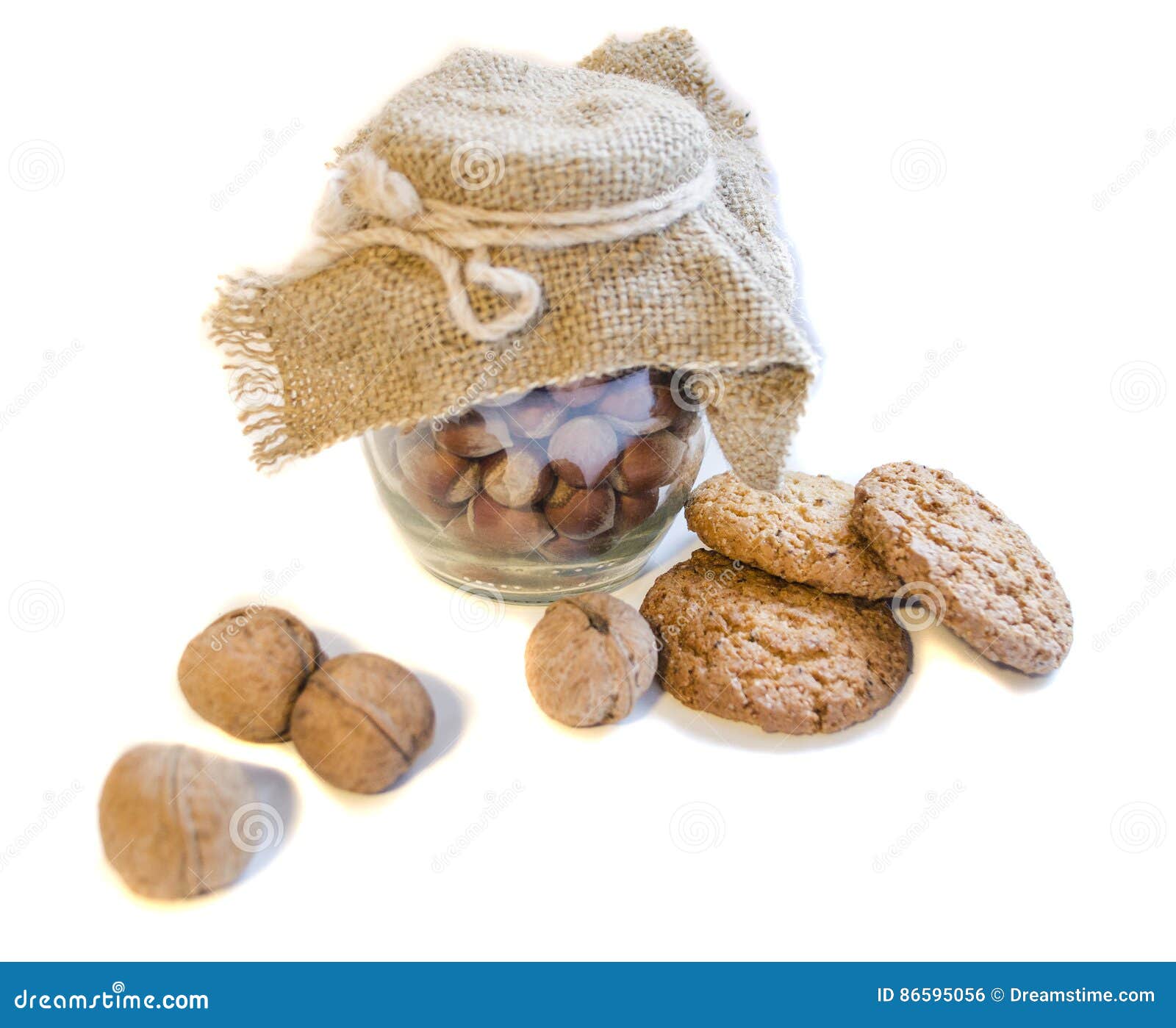 Cookies. Bank with Nuts. White Isolation Stock Photo - Image of ...