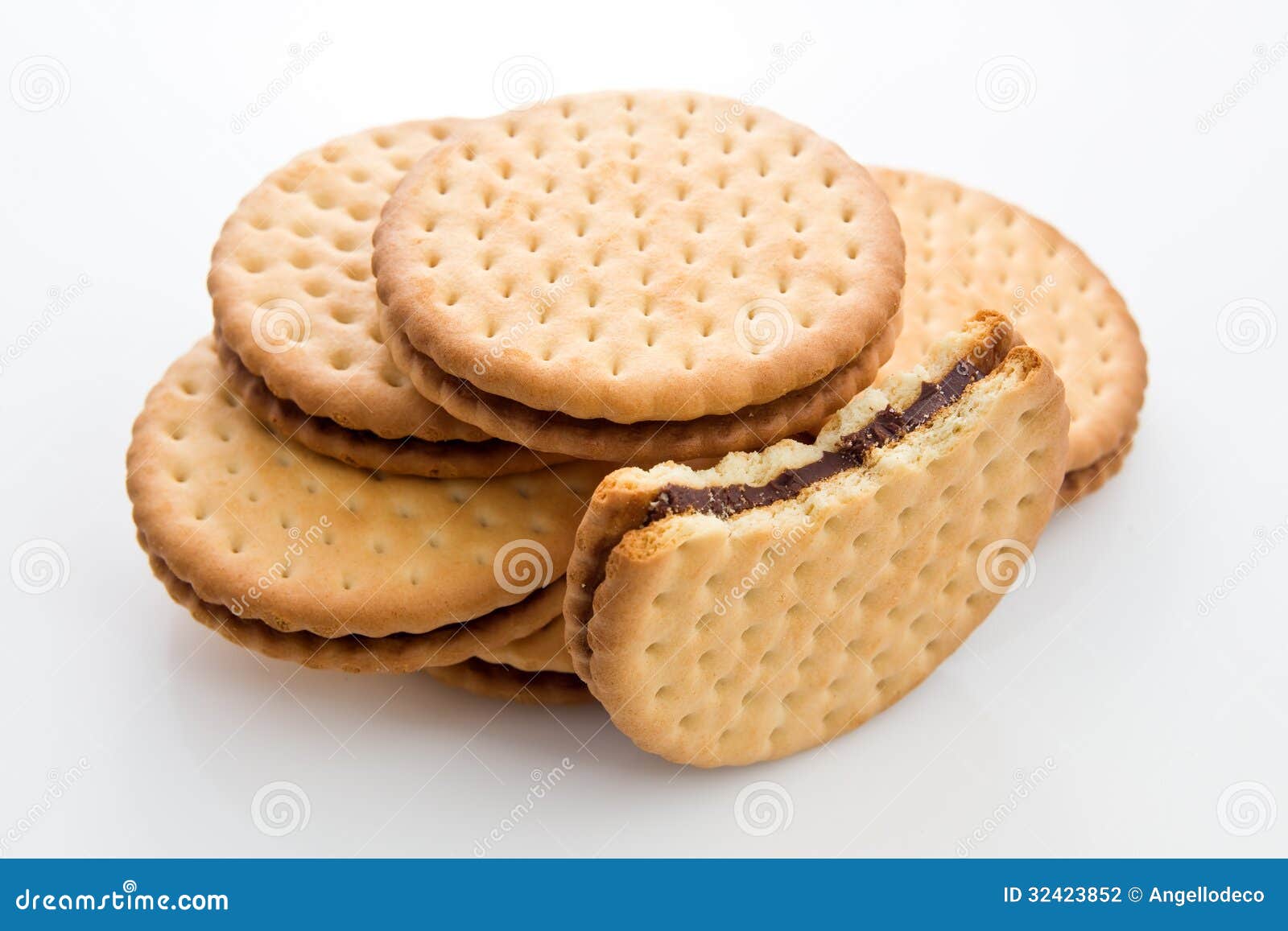 Cookies Biscuits Filled with Chocolate Stock Photo - Image of double ...