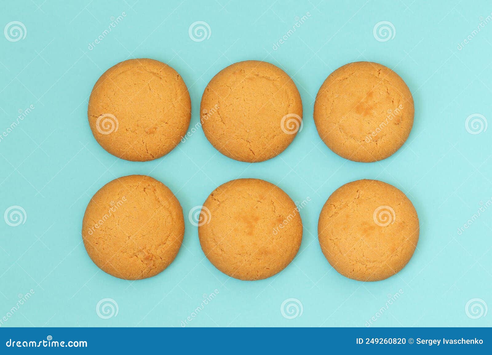 Cookies on a Blue Background. Stock Photo - Image of delicious, brown ...