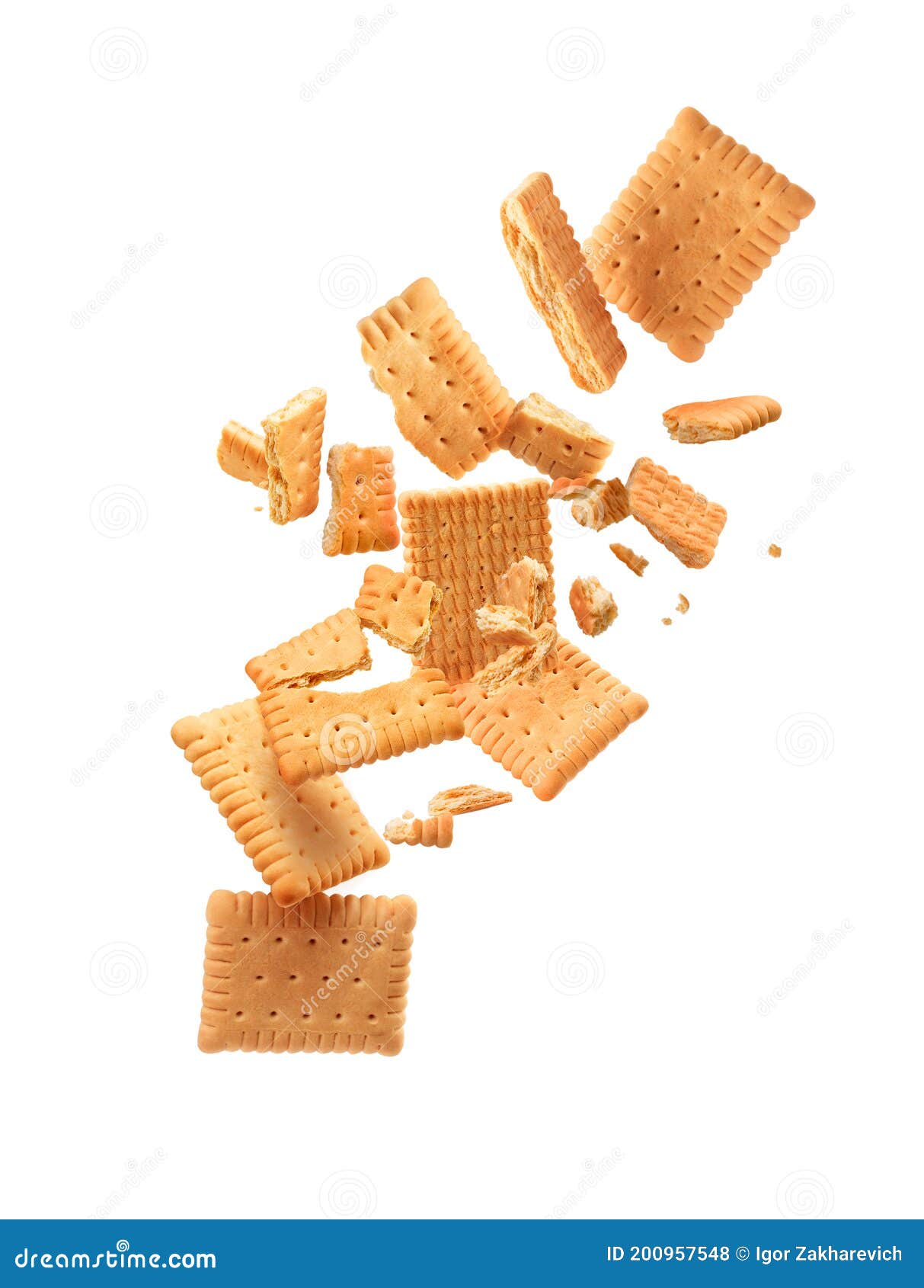 Cookies are Broken into Pieces with Falling Crumbs Down Stock Photo ...