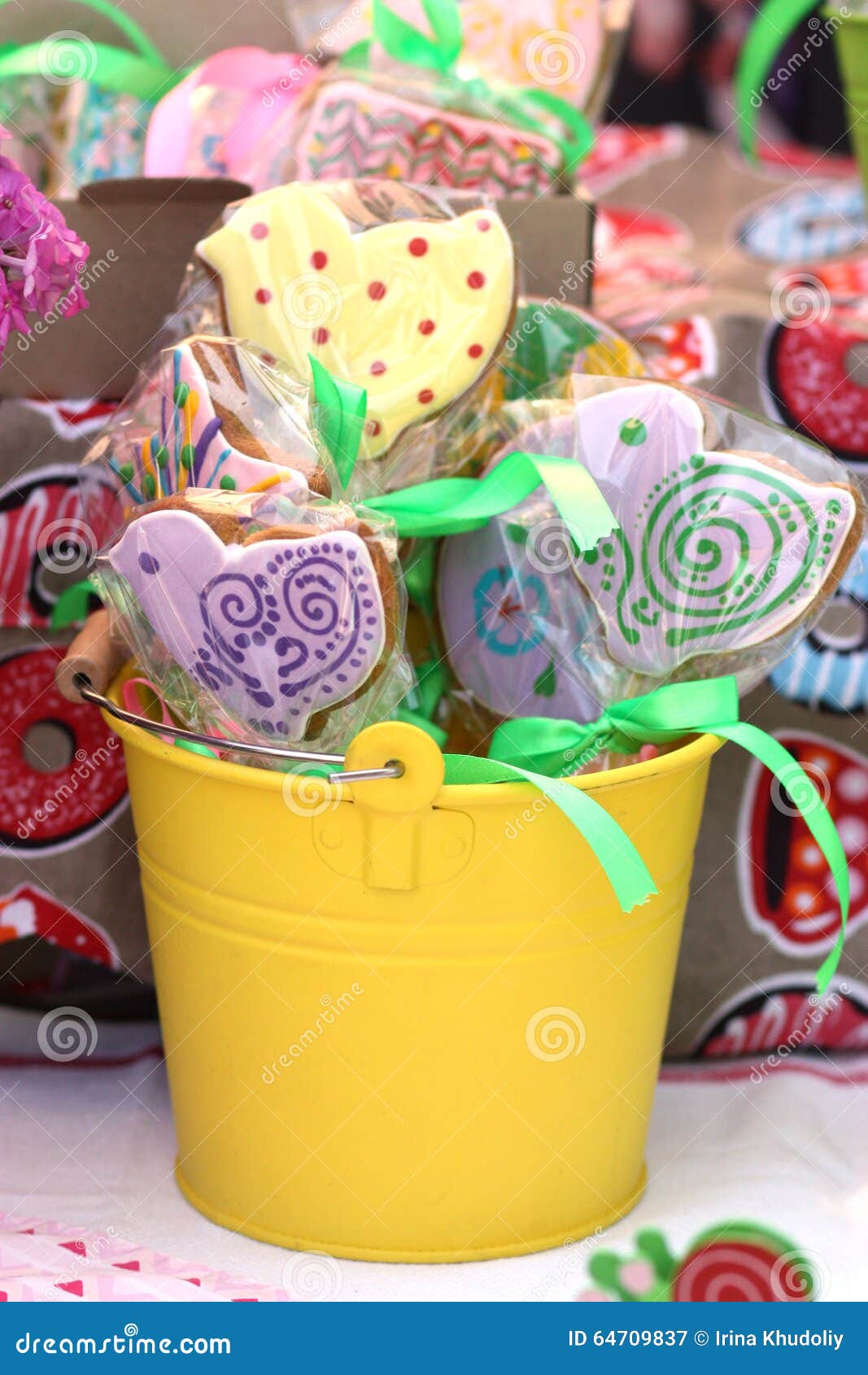 Cookies in a bucket stock image. Image of birds, bright - 64709837
