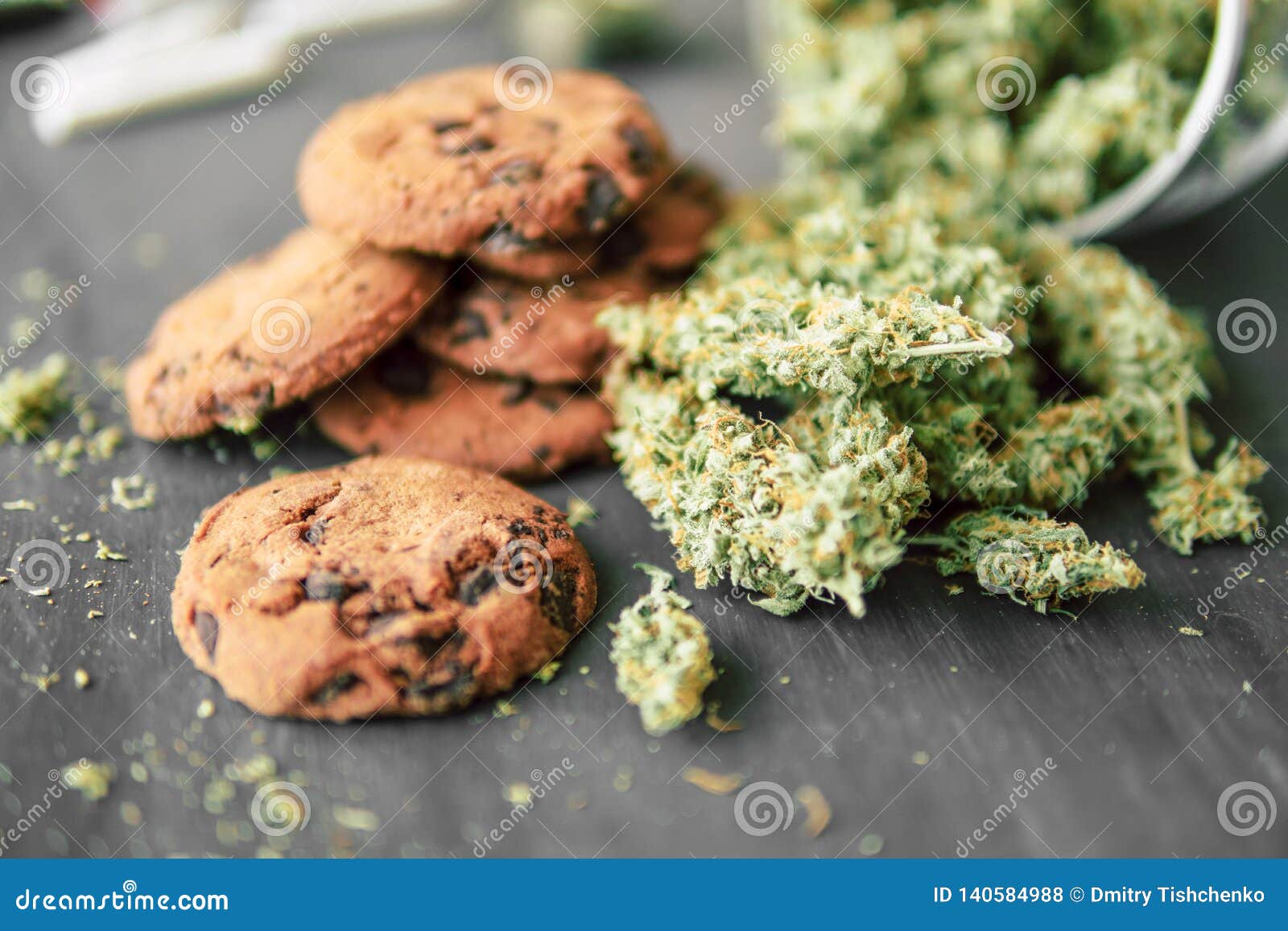 Cookies with Cannabis and Buds of Marijuana Stock Photo - Image of ...