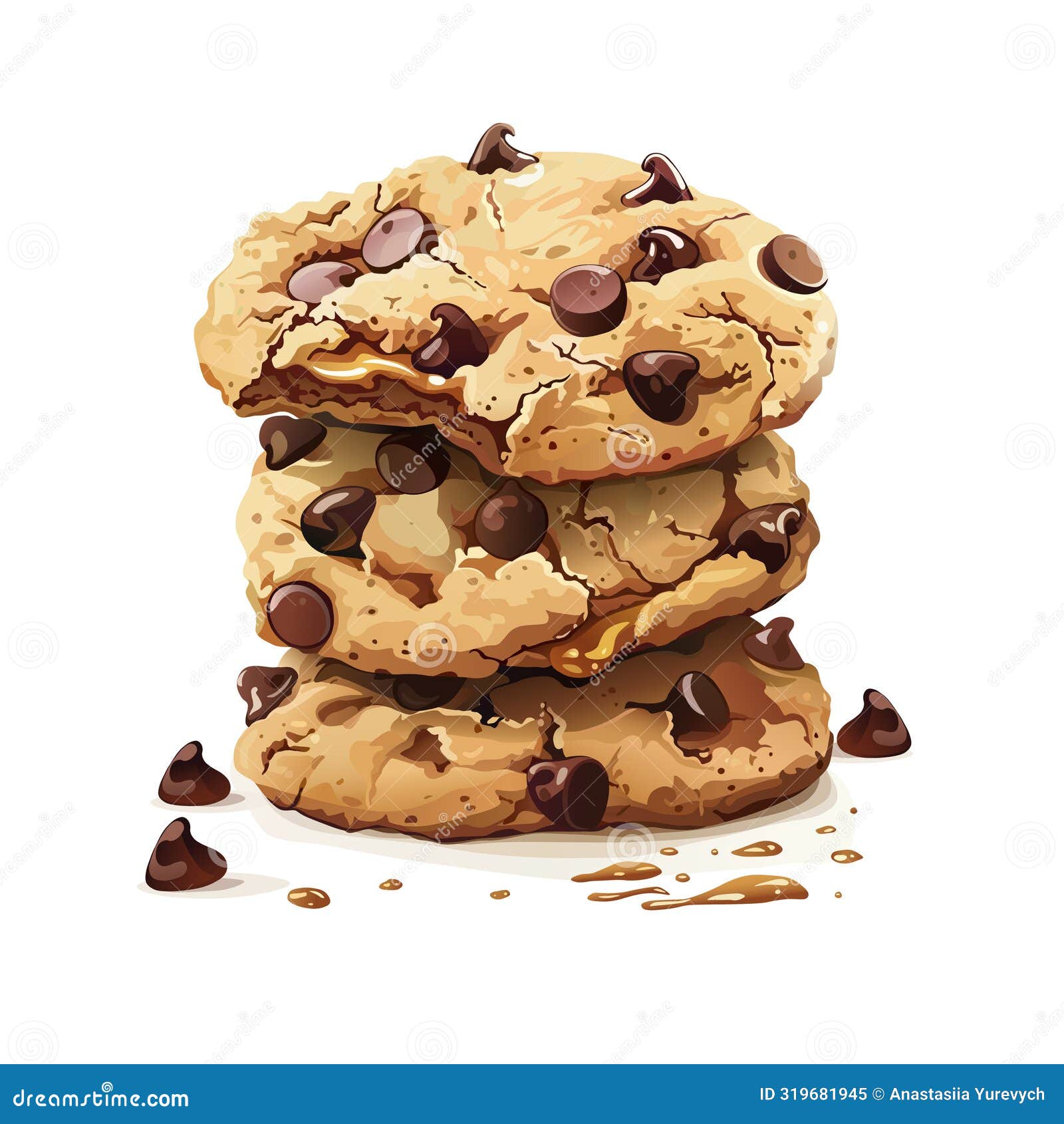Cookies with Chocolate Chips. Cookie Day Isolated Vector Illustration ...