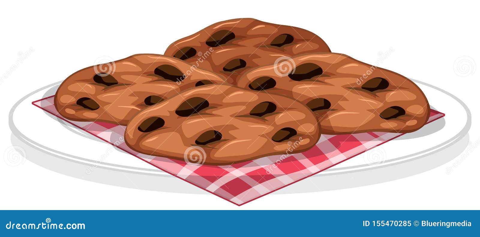 Cookies with Chocolate Chips on a Plate Stock Vector - Illustration of ...