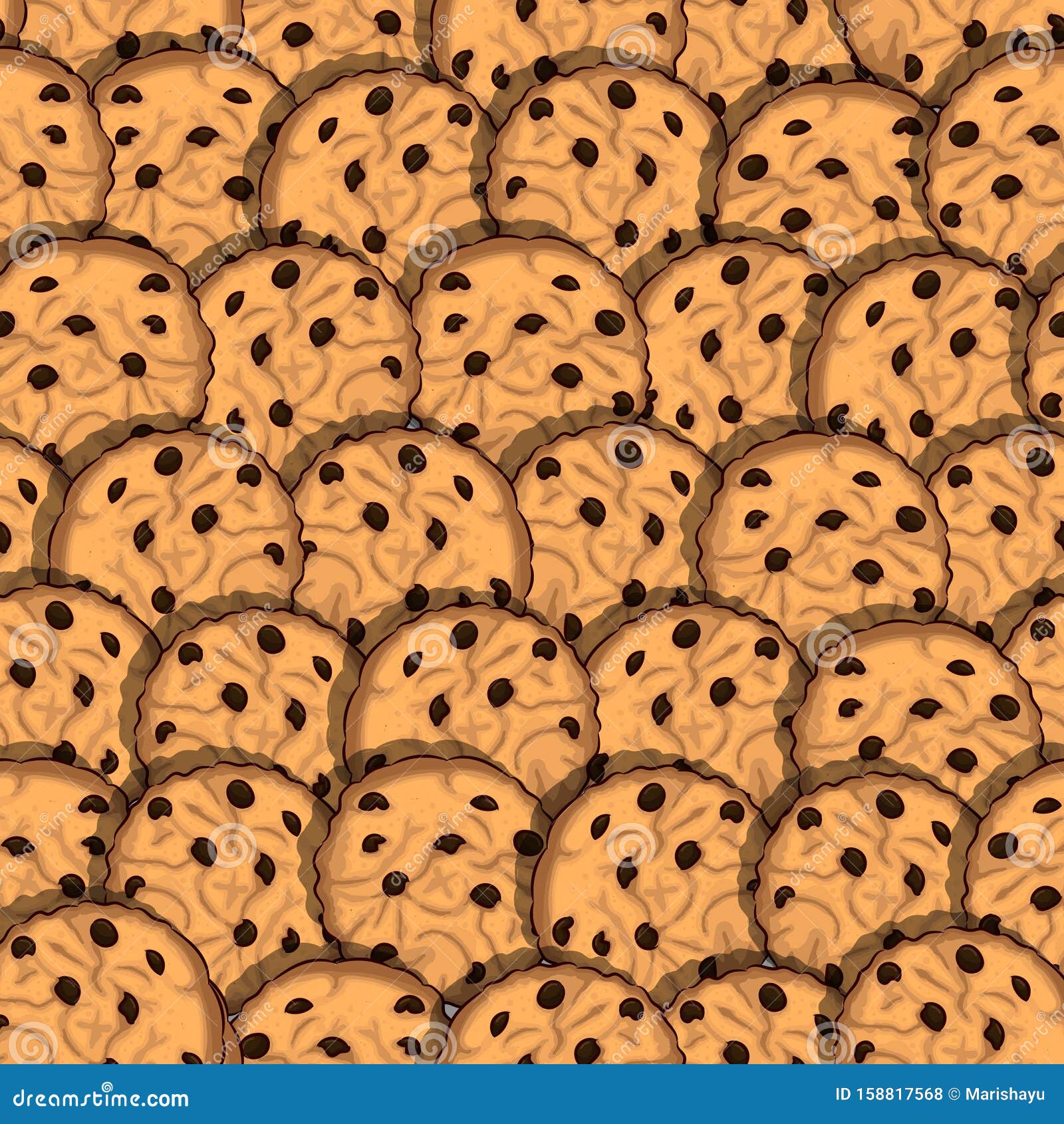 Cookies with Chocolate Chips Seamless Pattern Stock Vector ...
