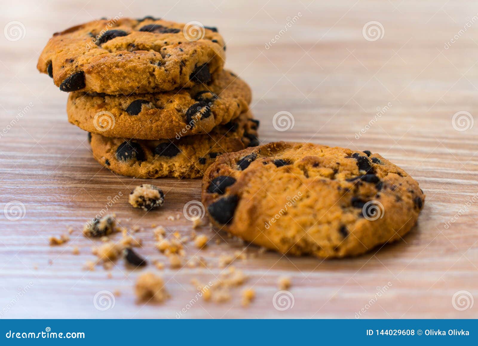 Chocolate Chip Cookies on the Table Stock Photo - Image of shortbread ...