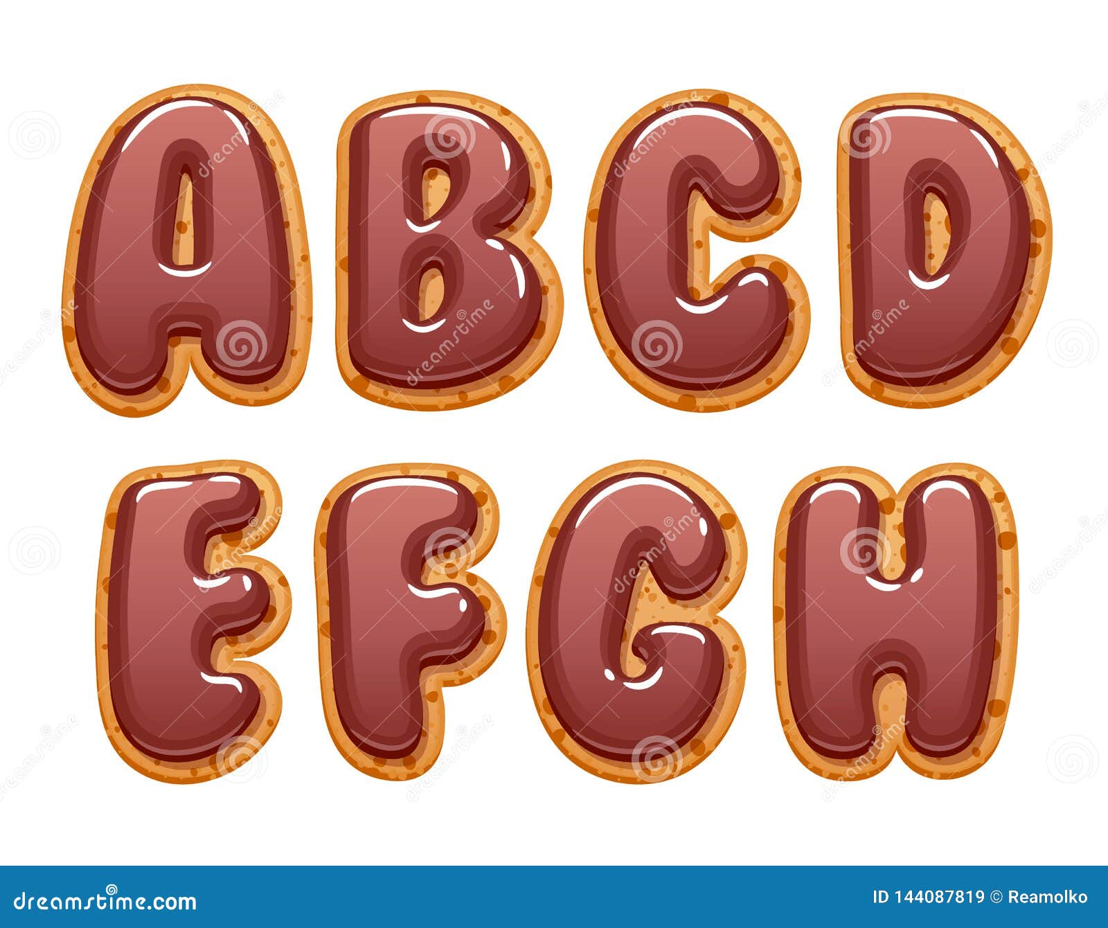 Cookies with Chocolate Icing Abc Letters Set. Stock Vector ...