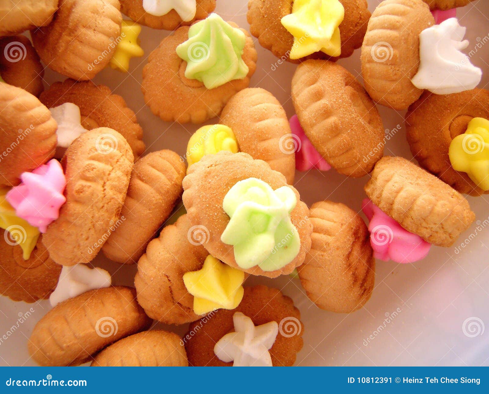 Cookies with Colorful Cream on Top. Stock Image - Image of yummy ...