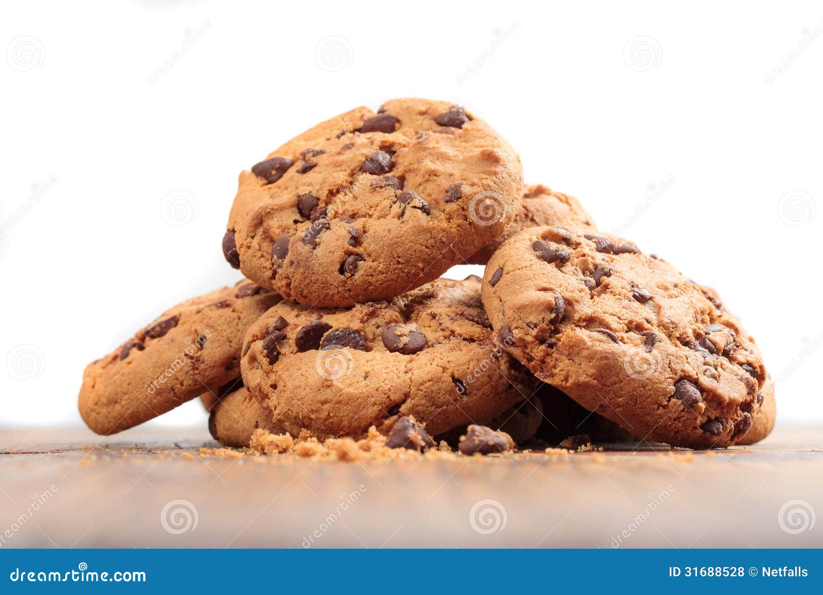 Cookies Com Chocolate Na Tabela De Madeira Foto de Stock - Imagem de ...