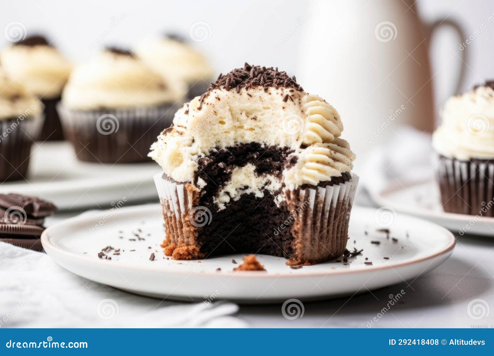 A Cookies and Cream Cupcake with Cookie Crumb Topping Stock Photo ...