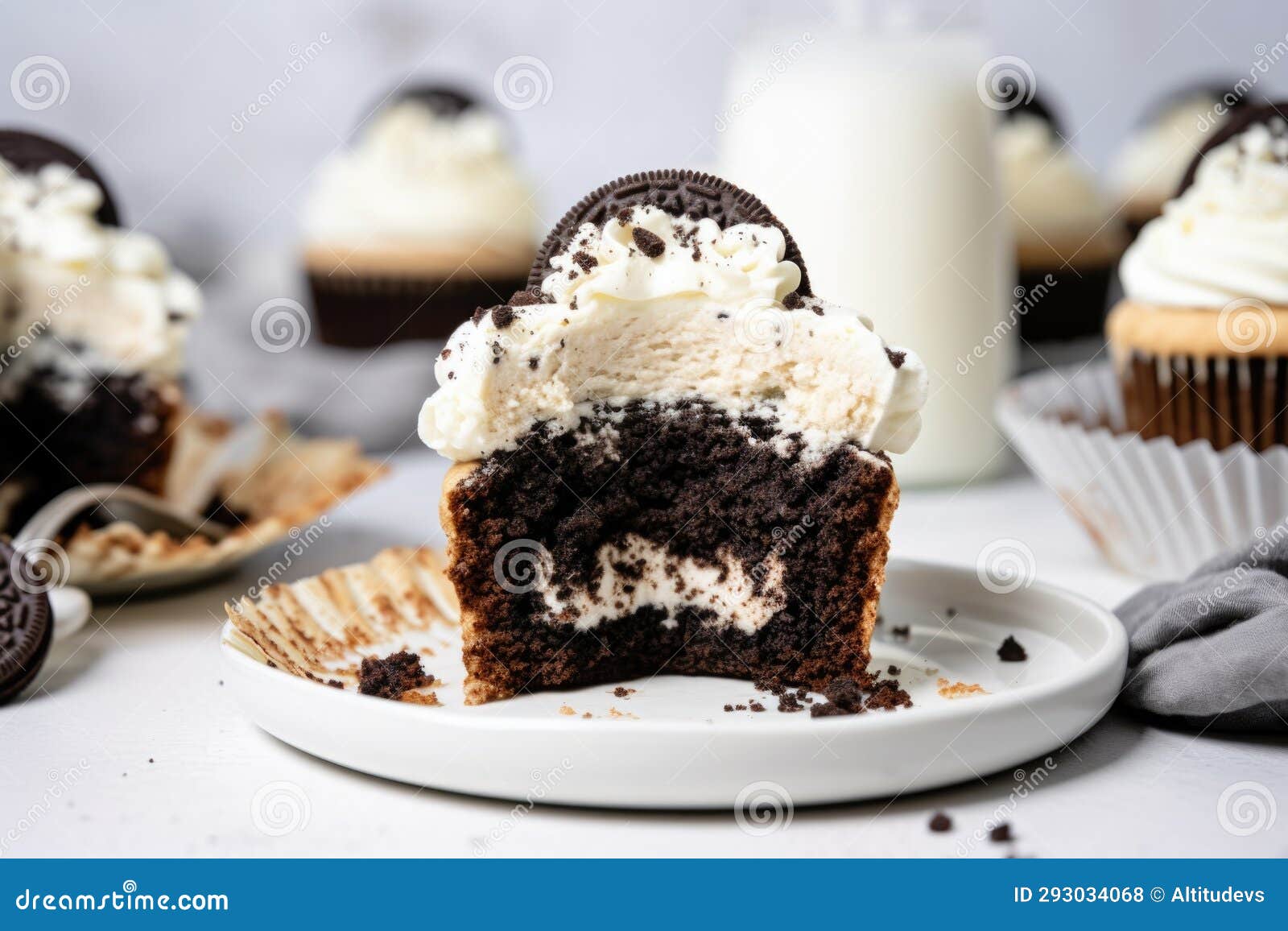 A Cookies and Cream Cupcake with Cookie Crumb Topping Stock Photo ...