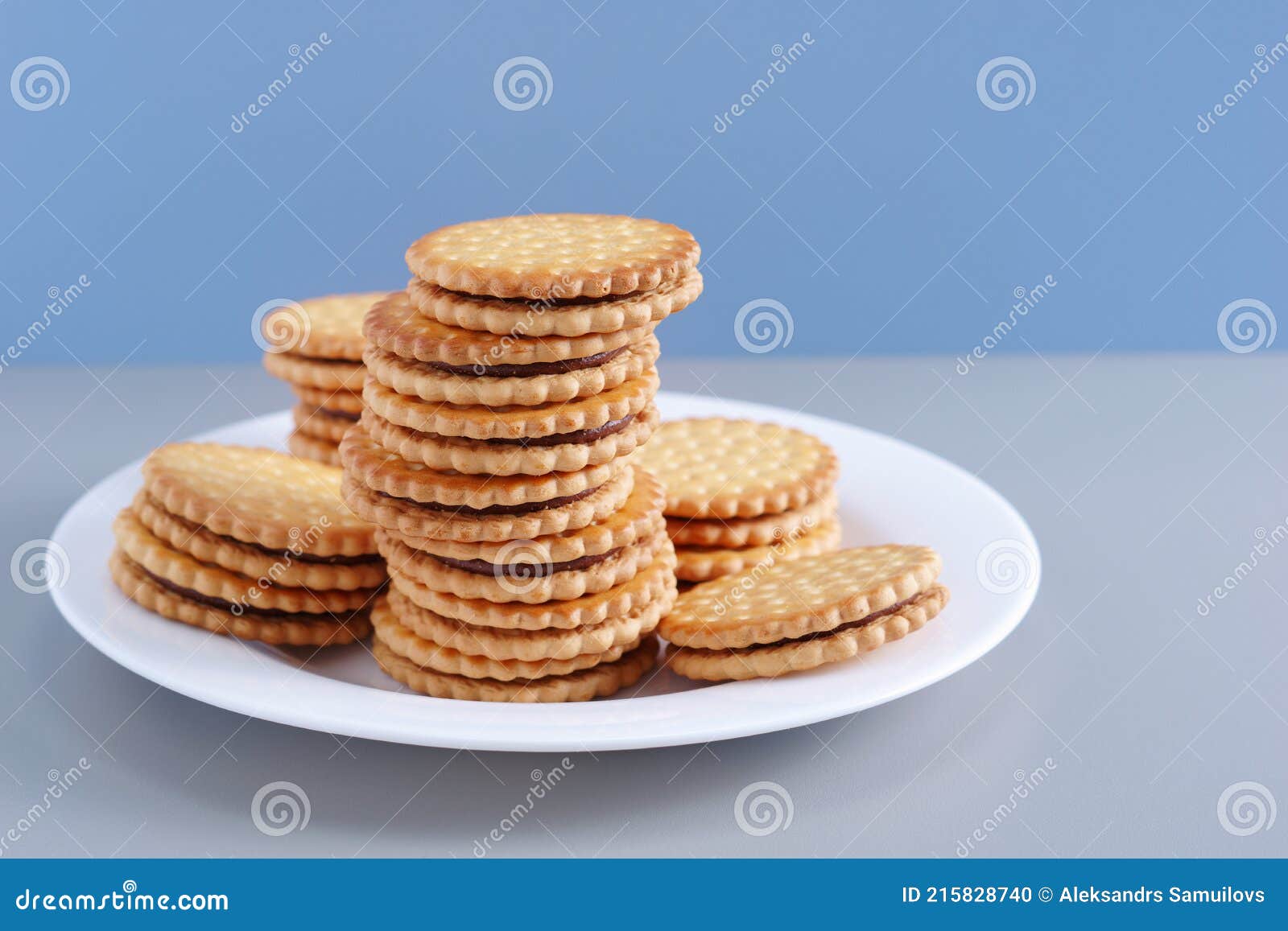Cookies with cream filling stock photo. Image of dessert - 215828740