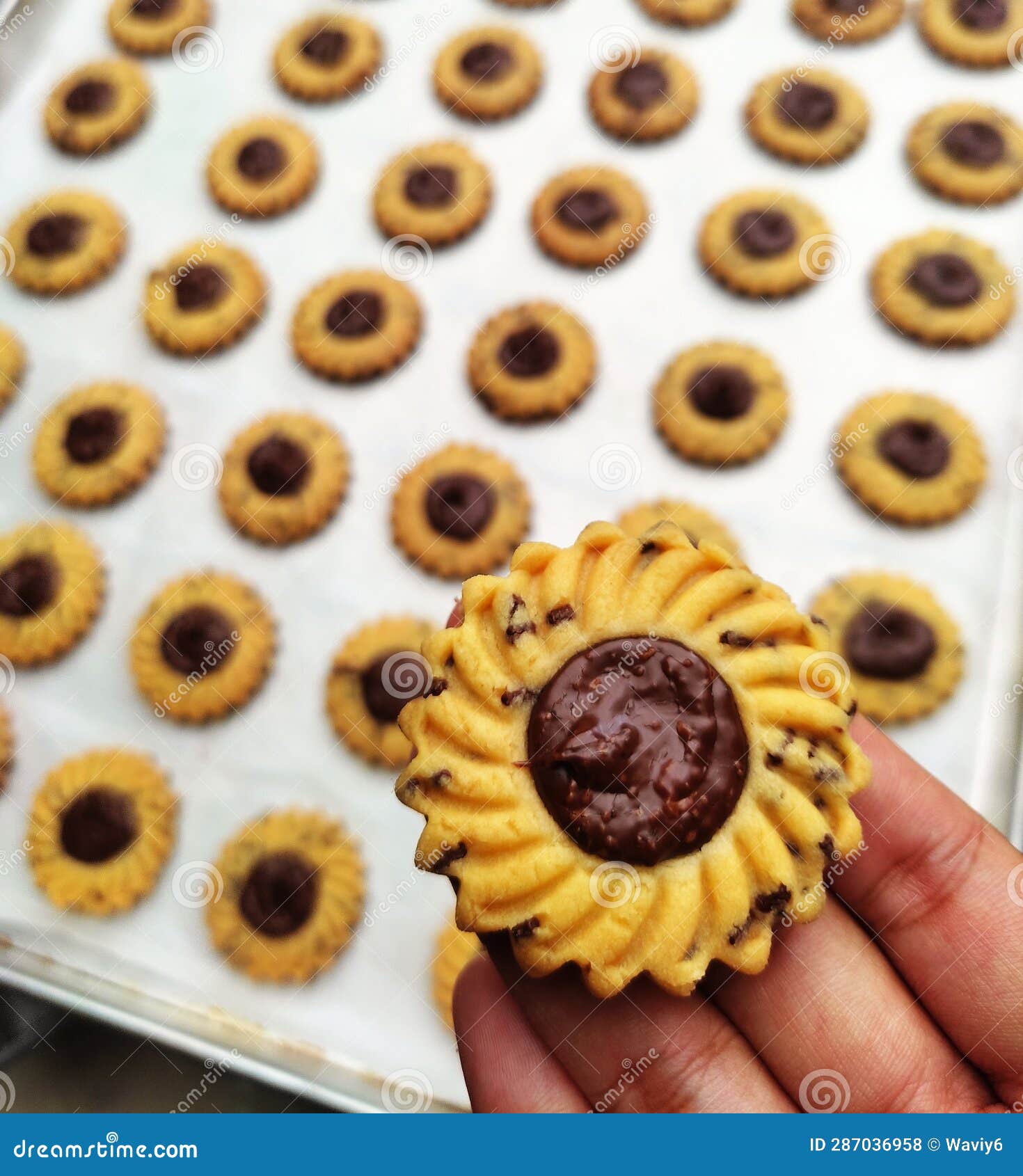 Cookies with Dark Chocolate Jam on Hand Editorial Stock Photo - Image ...