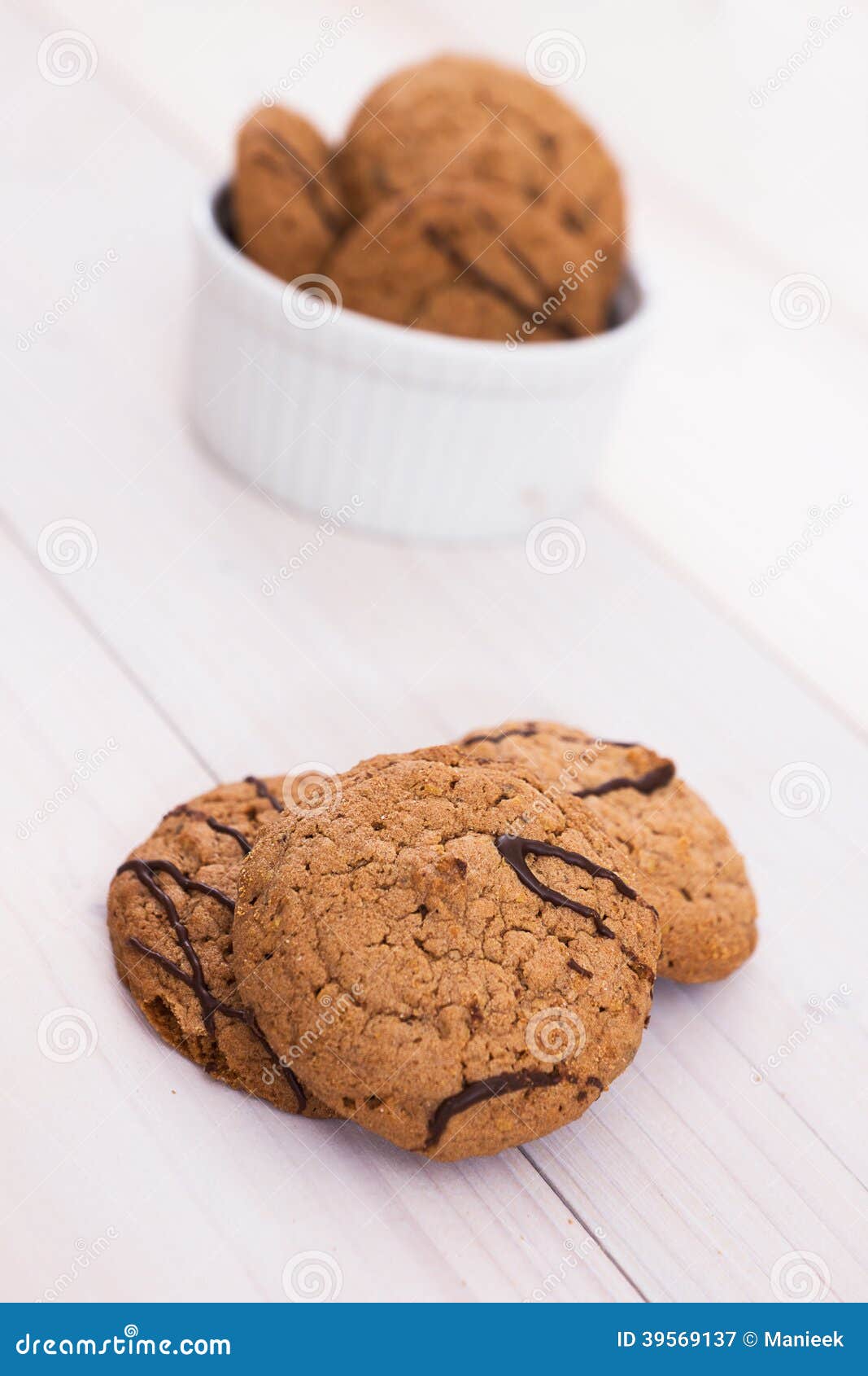 Cookies Drizzled with Chocolate Stock Image - Image of baked, cookies ...