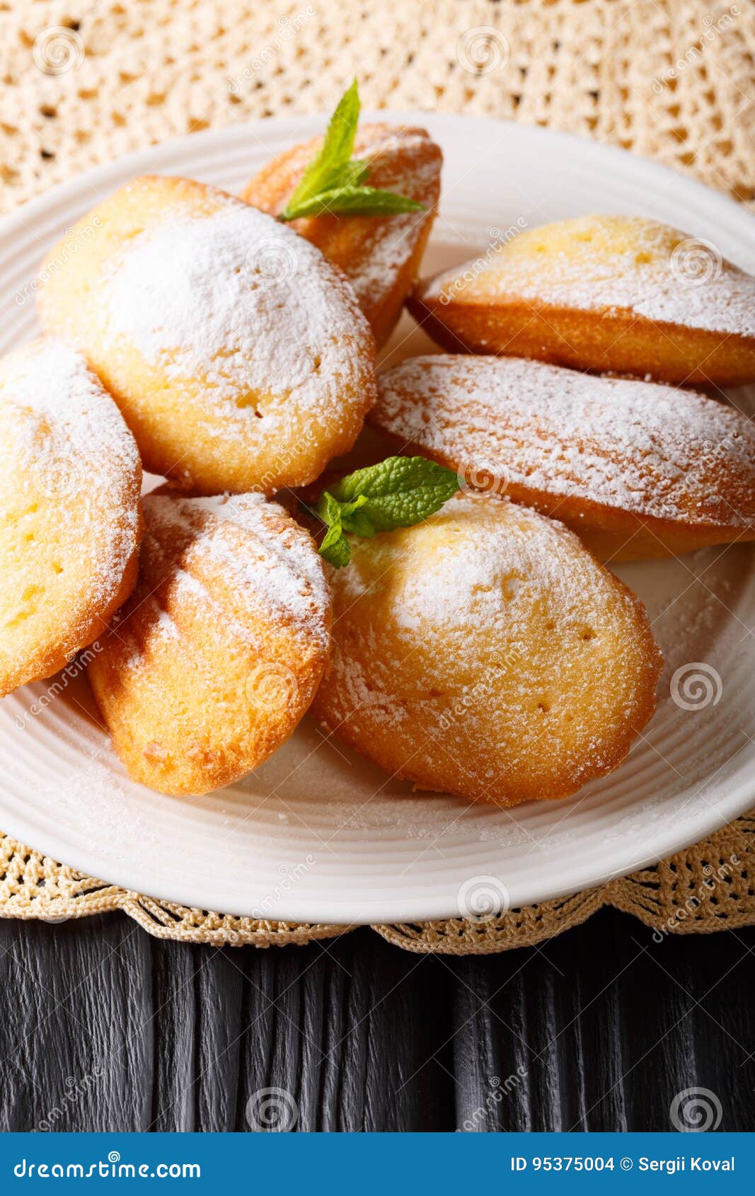 Cookies in the Form of a Shell with Mint and Powdered Sugar Close-up on ...