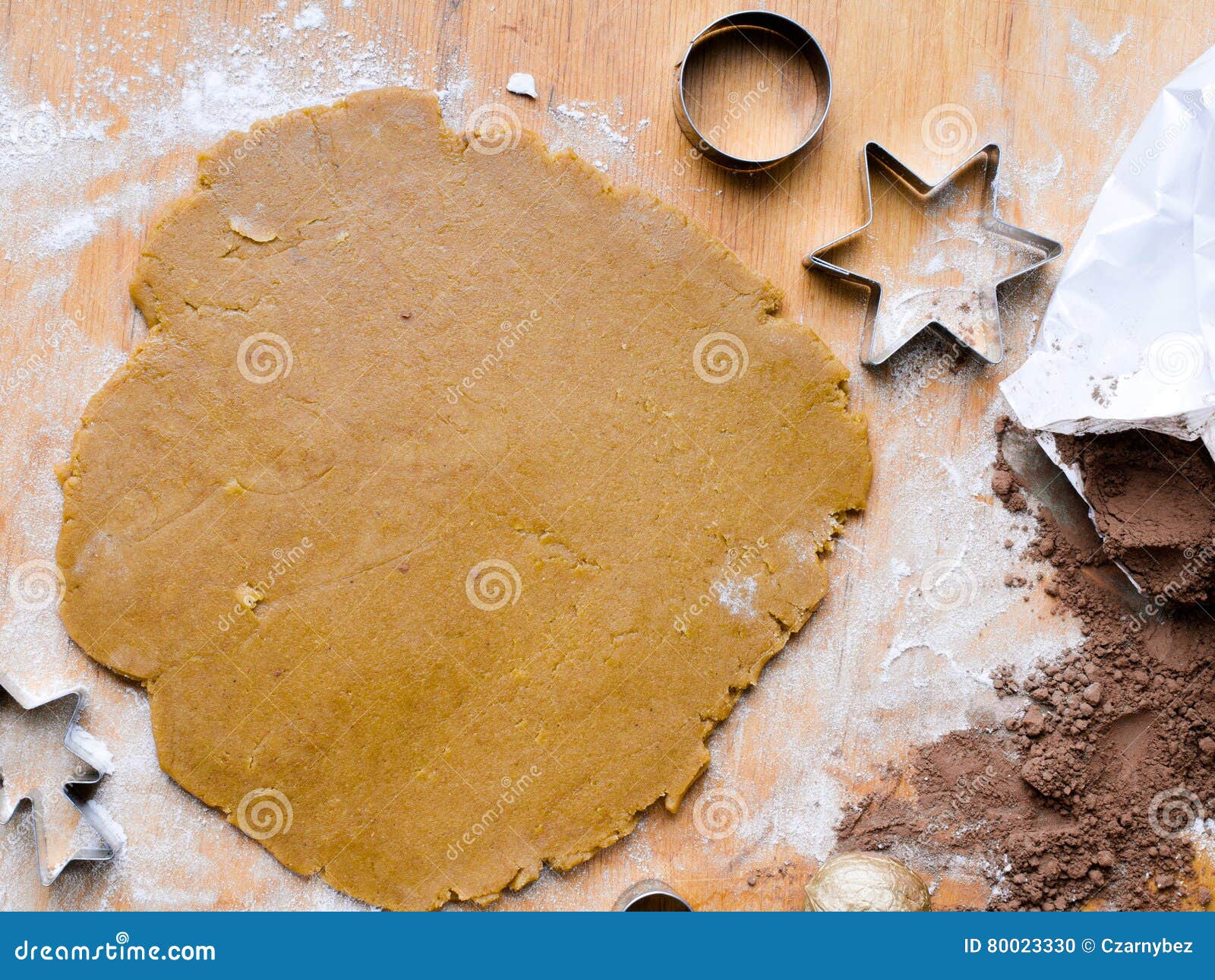 Cookies Forms and Gingerbread Dough Stock Photo - Image of bakery ...