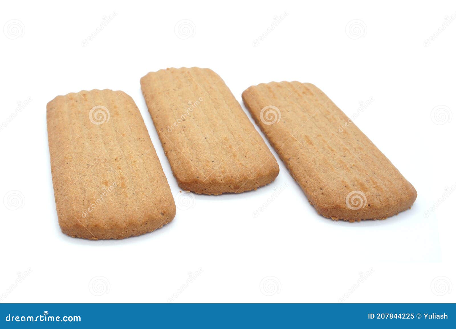 Cookies Isolated on White Background. Rectangular Shape. Three Brown ...