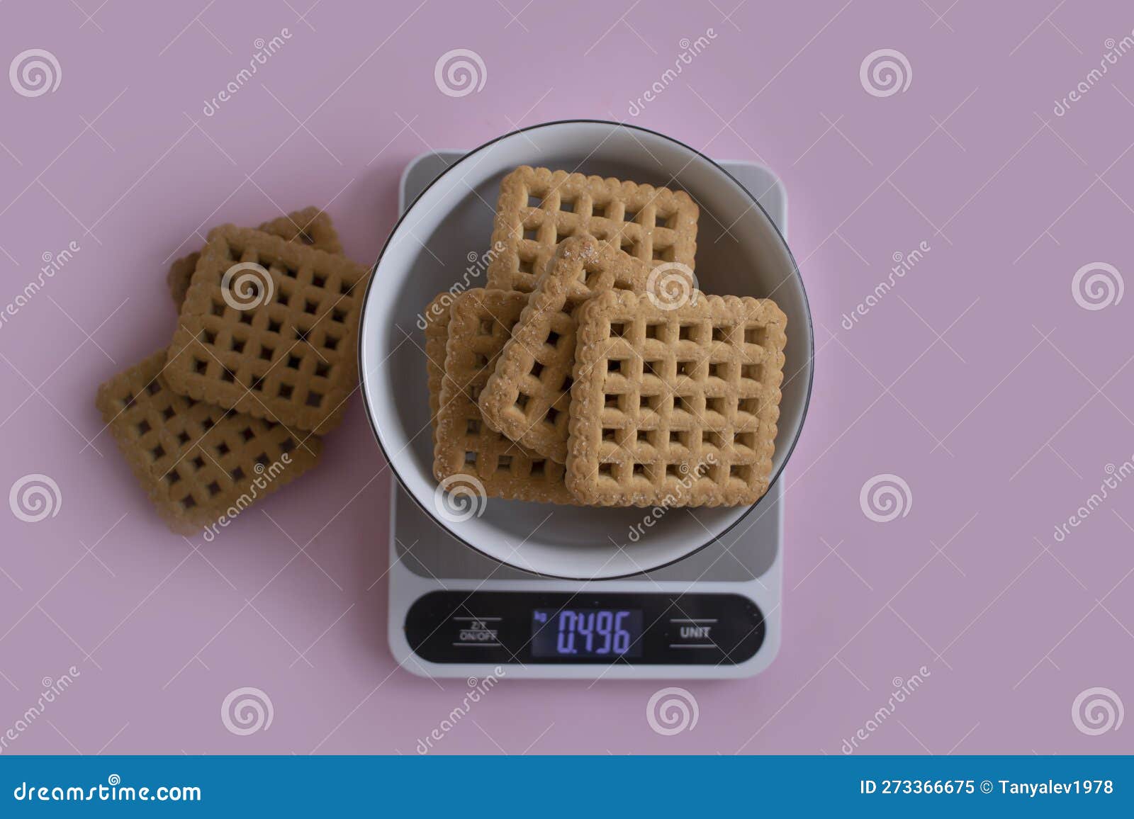 Cookies, Kitchen Scales on a Light Background Nutrition Breakfast Stock ...