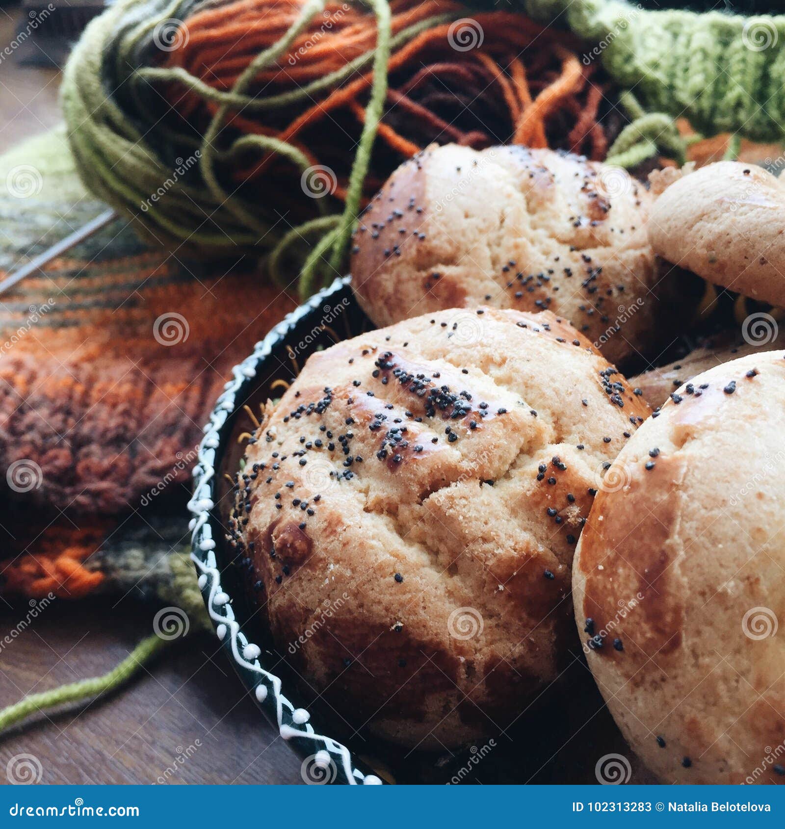 Cookies with knitting stock image. Image of knitting - 102313283