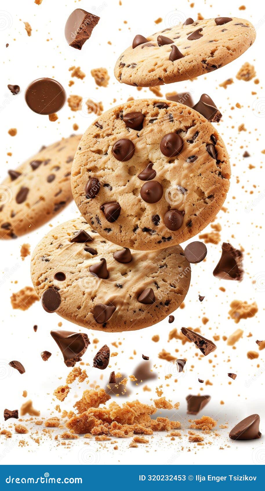 Cookies Levitating in Mid Air Against White Backdrop for a Captivating ...