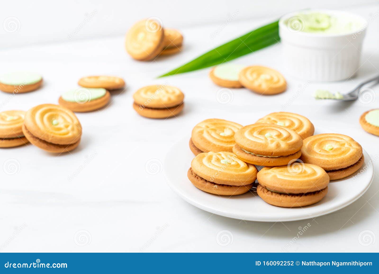 Cookies with pandan cream stock photo. Image of food - 160092252