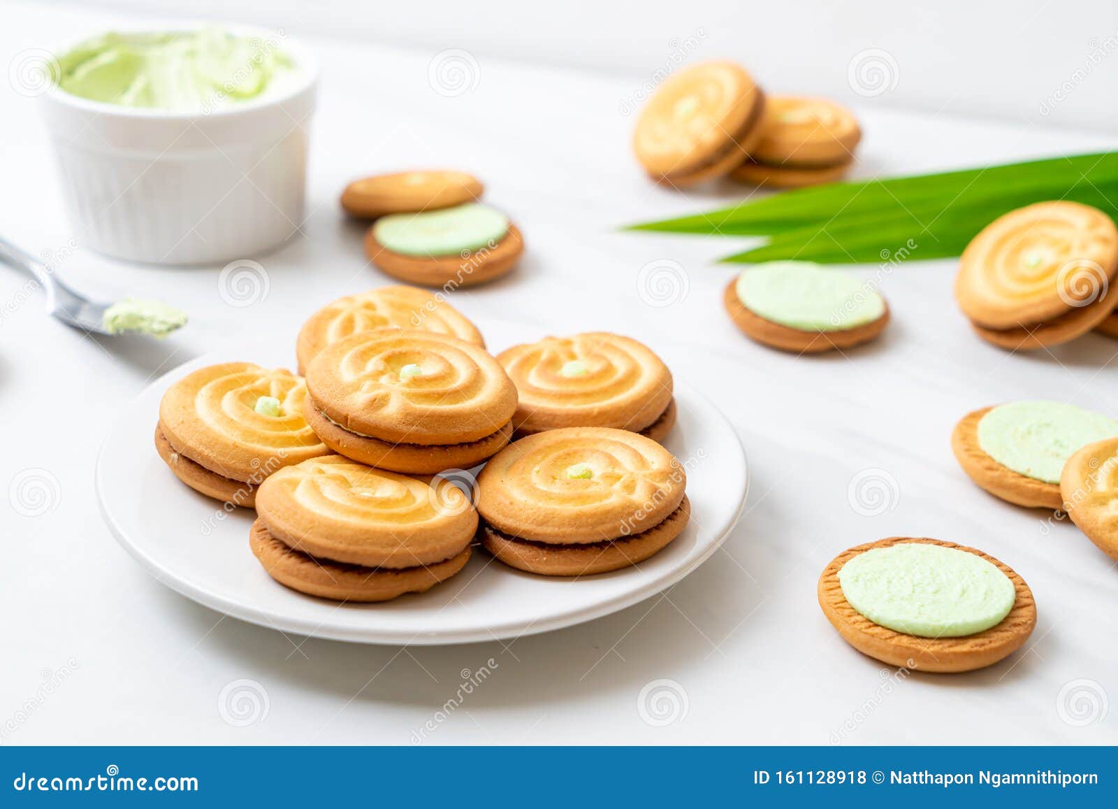 Cookies with pandan cream stock photo. Image of cookies - 161128918