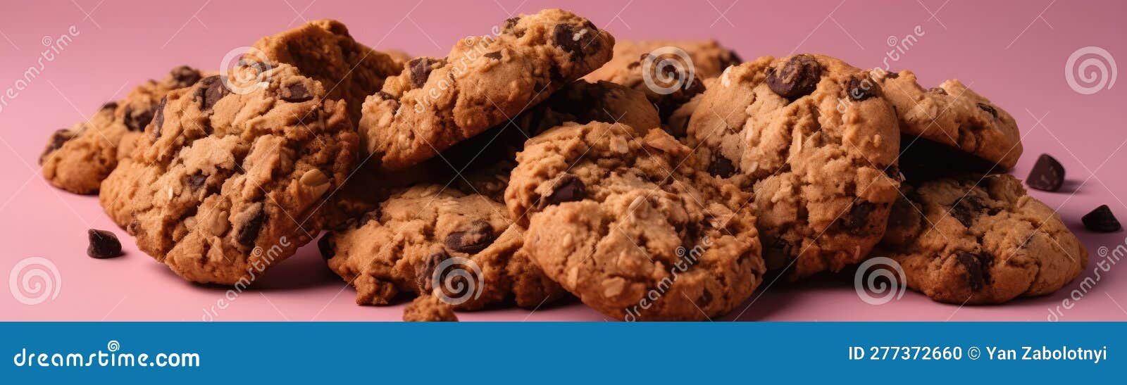 Cookies on a Pink Background. Generative AI Stock Illustration ...