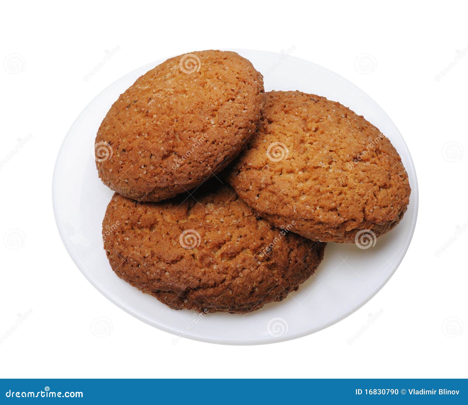 Cookies on a Plate, Isolated Stock Photo - Image of breakfast, white ...