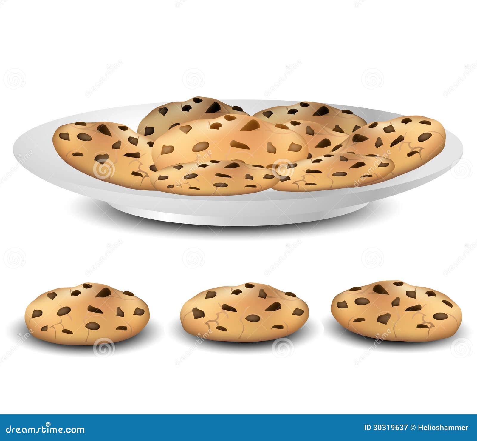 Cookies on a plate stock vector. Illustration of brown - 30319637