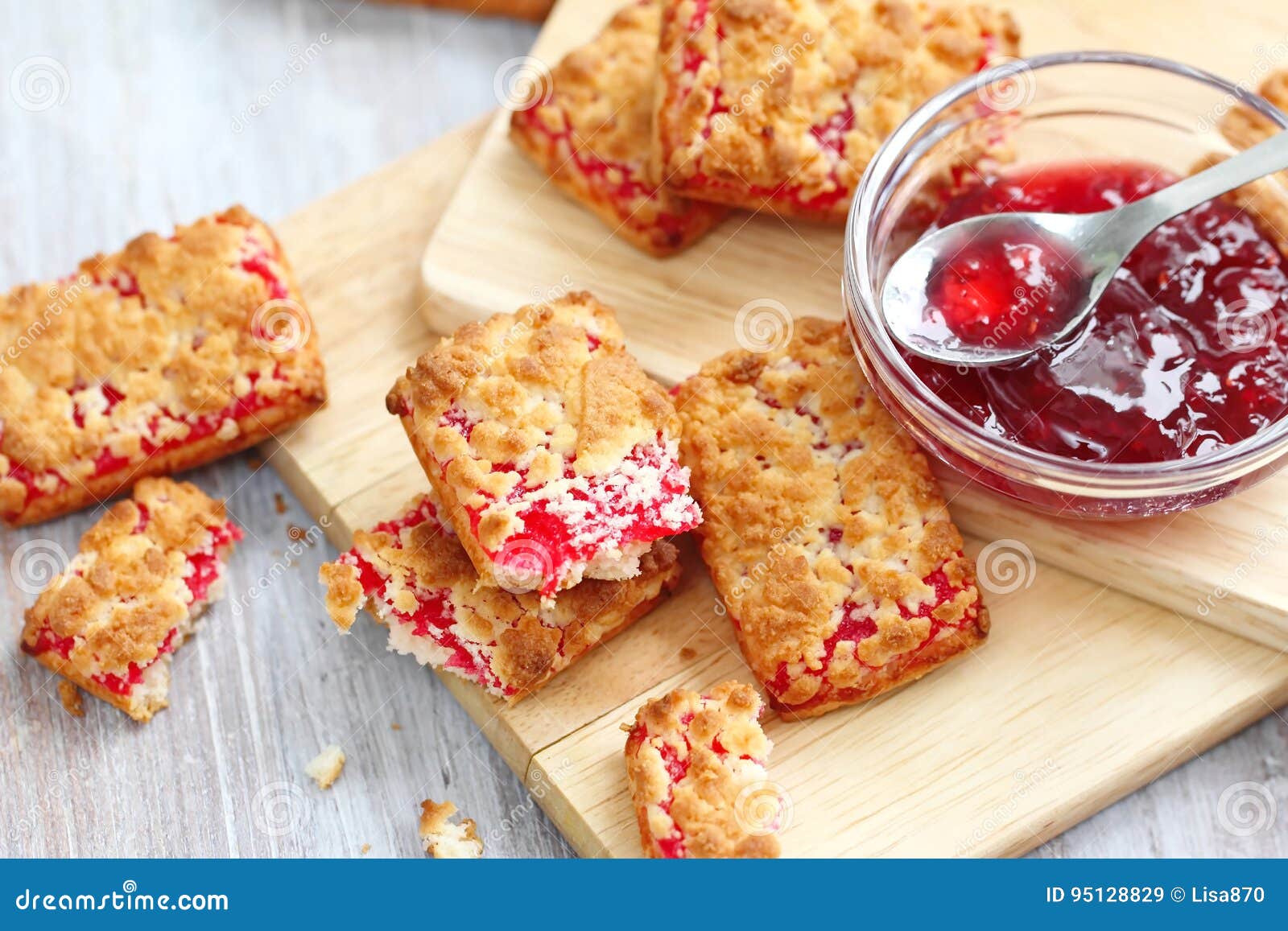 Cookies with jam and milk stock image. Image of raspberry - 95128829