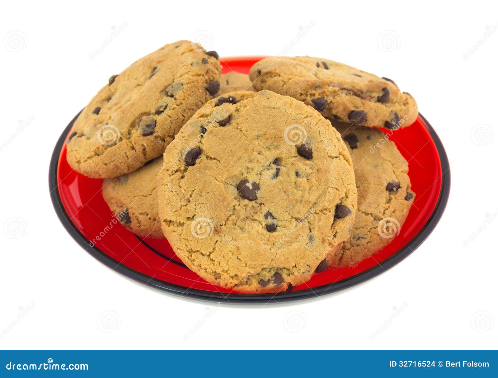 Cookies on red dish stock photo. Image of yummy, brown - 32716524