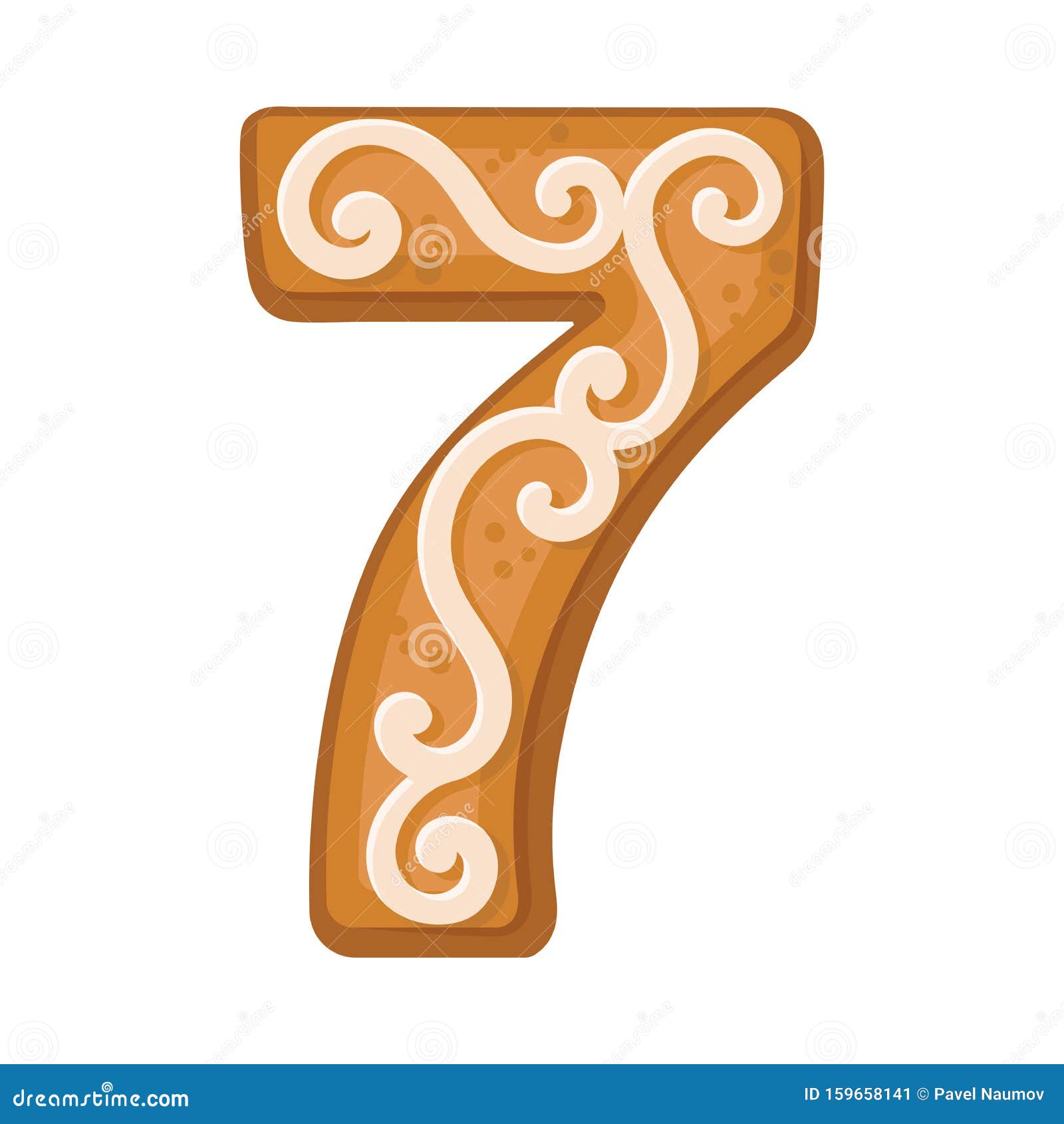 Cookies in the Shape of Number 7. Vector Illustration on a White ...