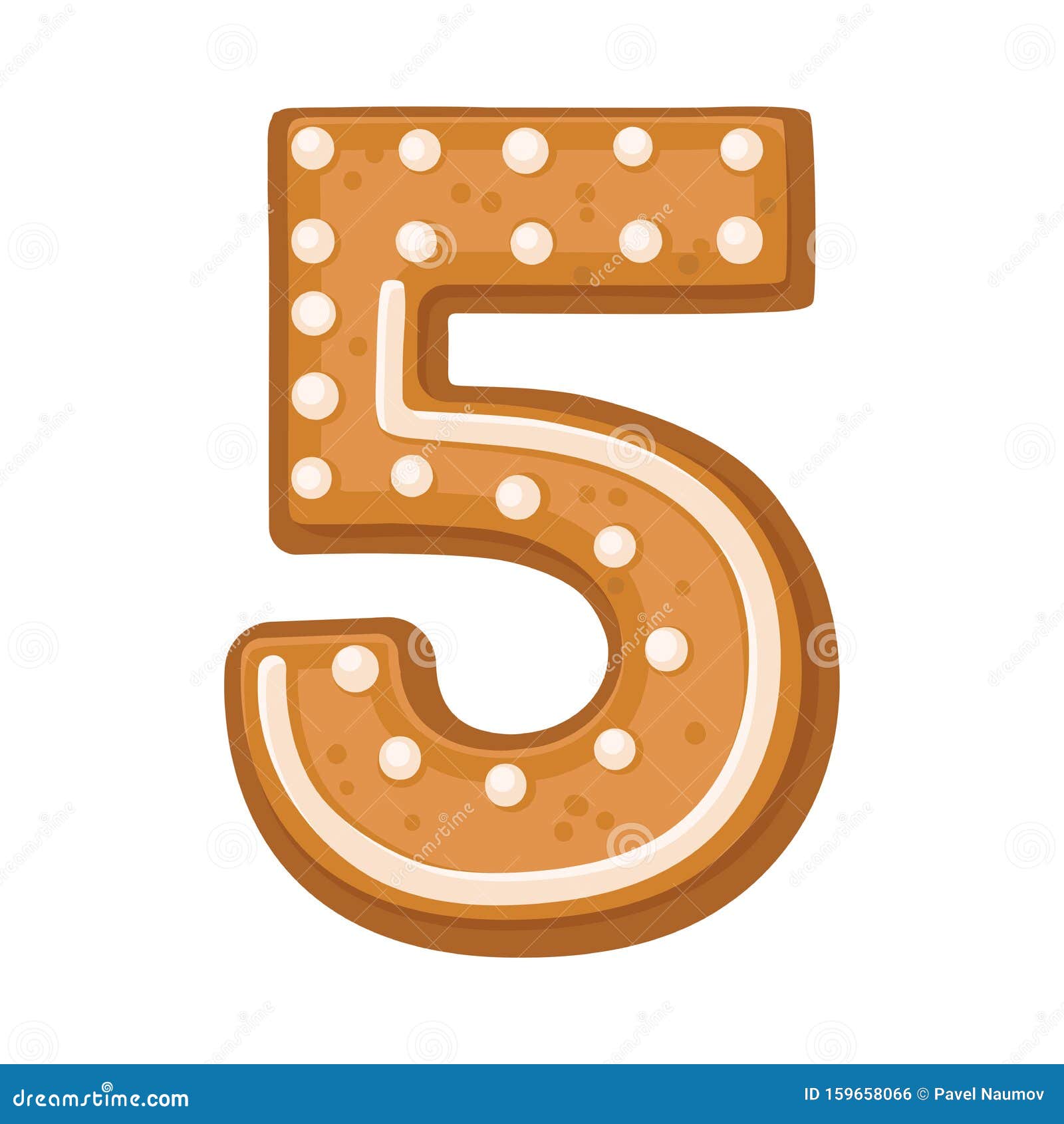 Cookies in the Shape of Number 5. Vector Illustration on a White ...