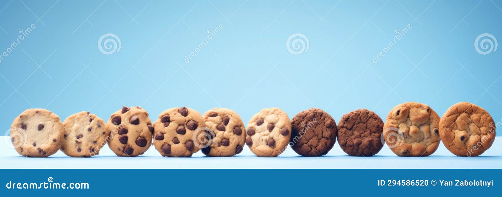 Cookies Standing on Gradient White Blue Background Wide Panoramic Stock ...