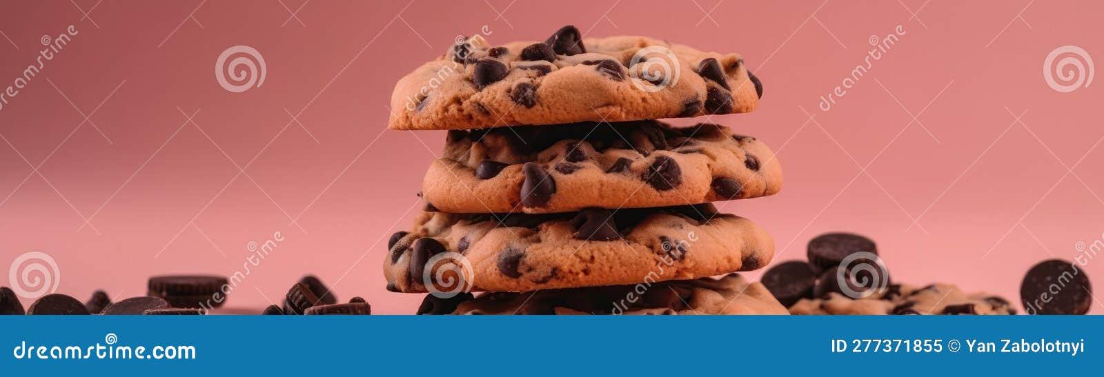 Cookies Standing on Pastel Pink Background Wide Panoramic. Generative ...
