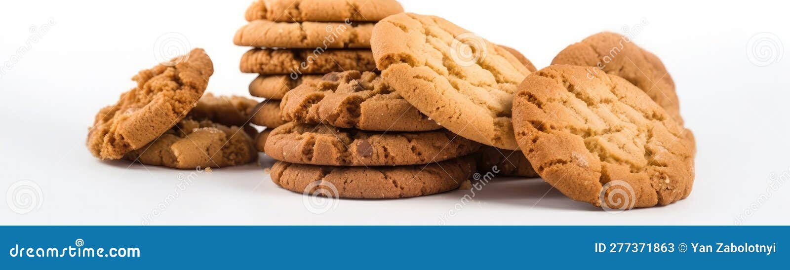 Cookies Standing on White Background Wide Panoramic. Generative AI ...