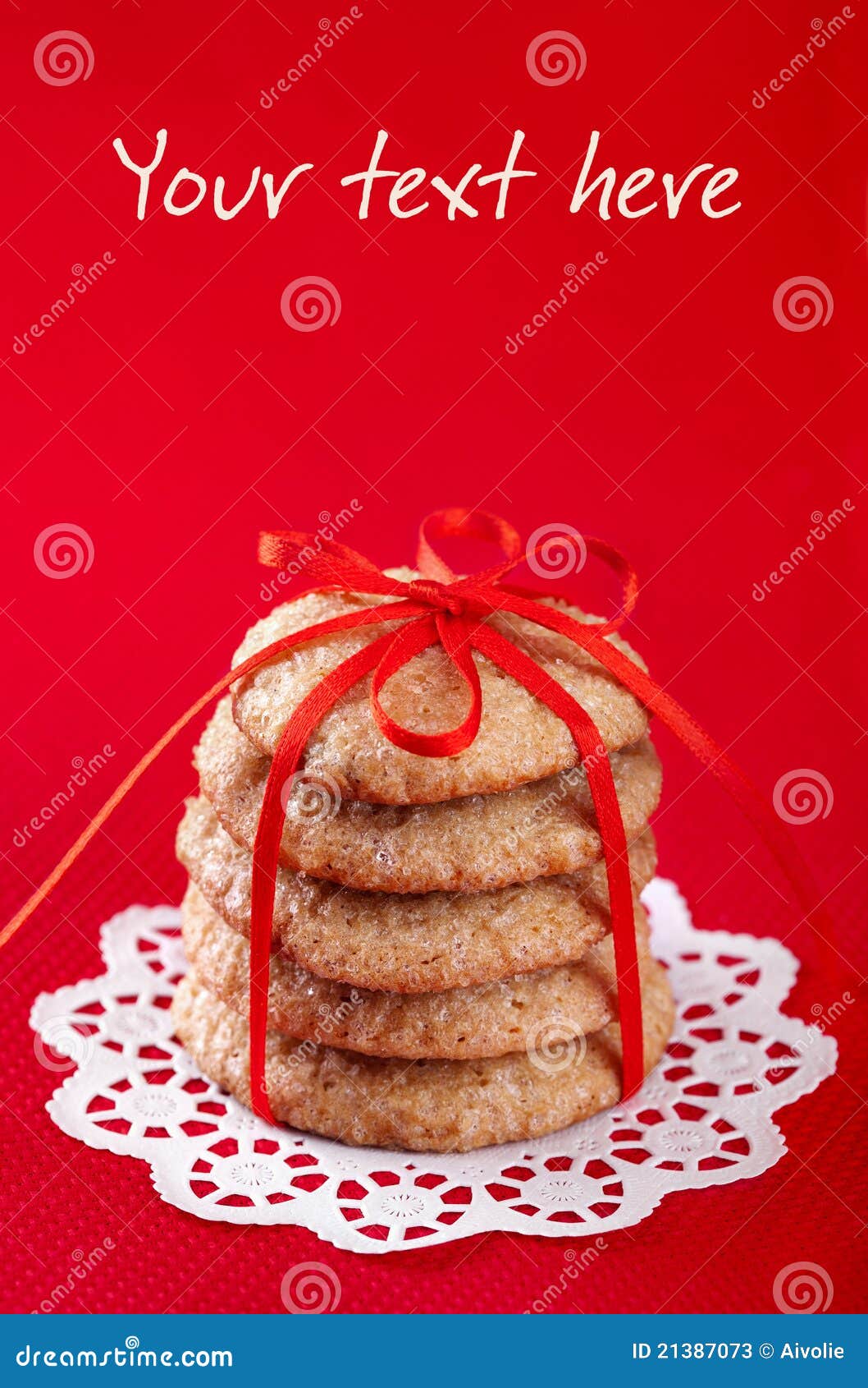 Cookies Tied with Red Ribbon Stock Image - Image of group, icing: 21387073