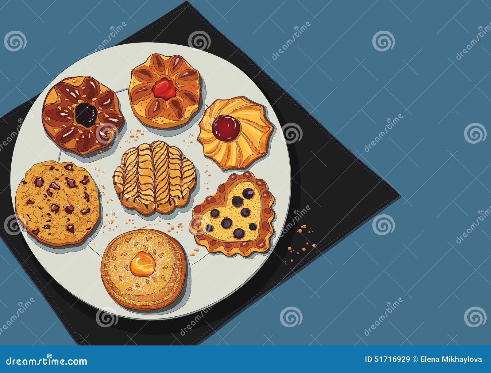 Cookies stock vector. Illustration of objects, plate - 51716929