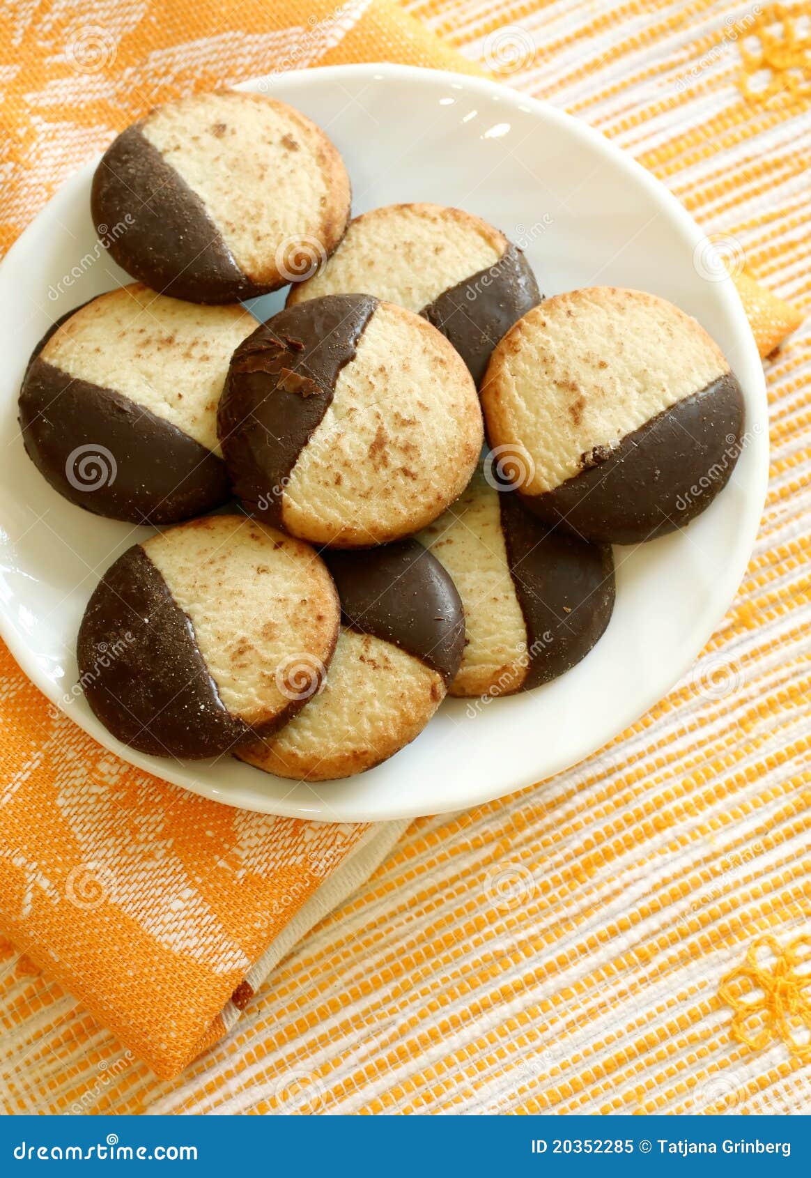 Cookies on white plate stock image. Image of group, chip - 20352285