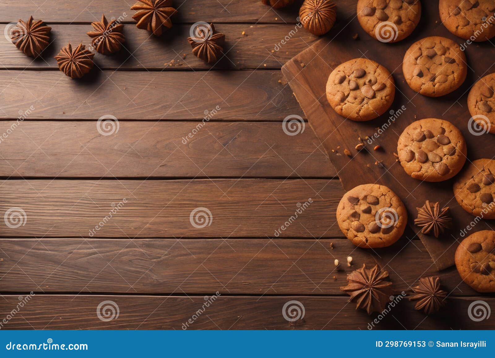 Cookies on a Wooden Table. Top View Stock Image - Image of brown, bake ...