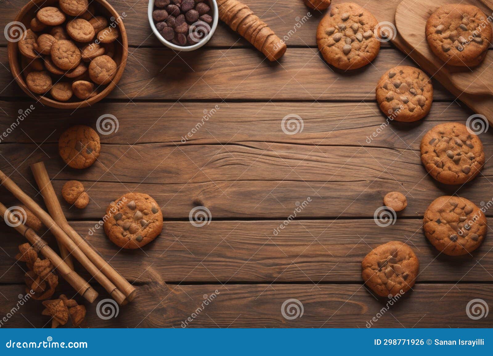 Cookies on a Wooden Table. Top View Stock Photo - Image of bake, snack ...