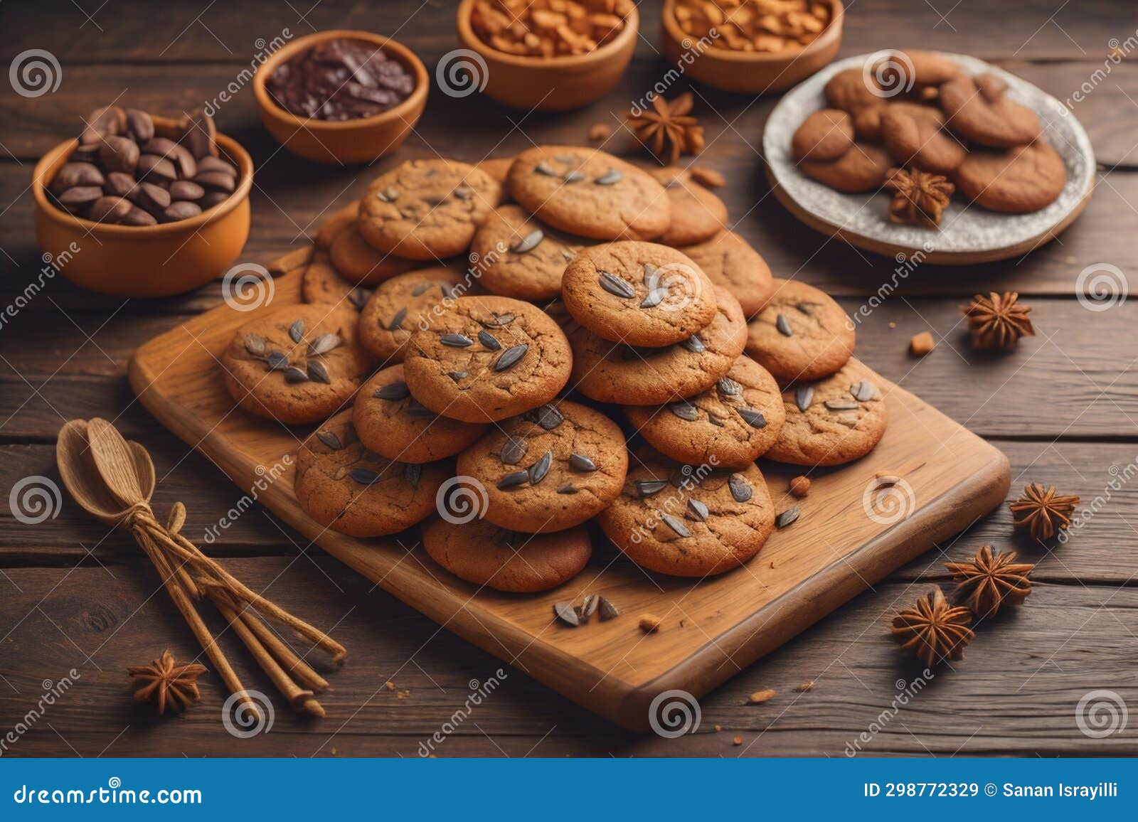 Cookies on a Wooden Table. Top View Stock Image - Image of background ...