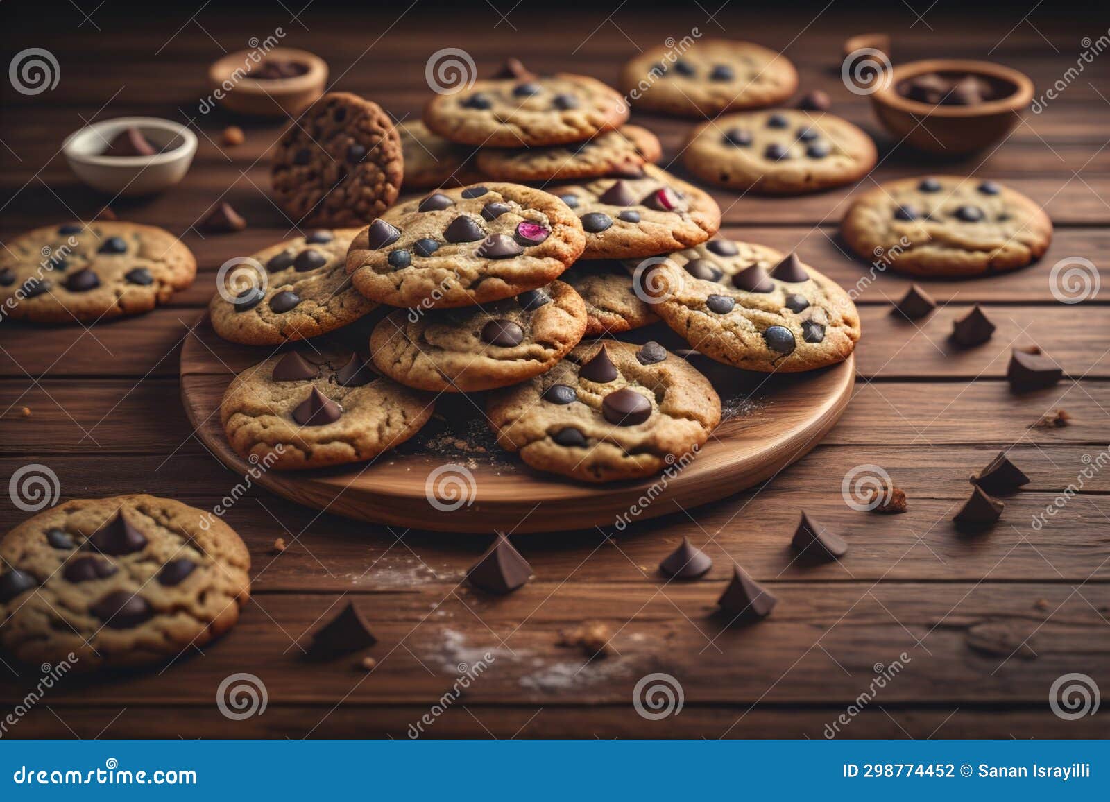 Cookies on a Wooden Table. Top View Stock Illustration - Illustration ...