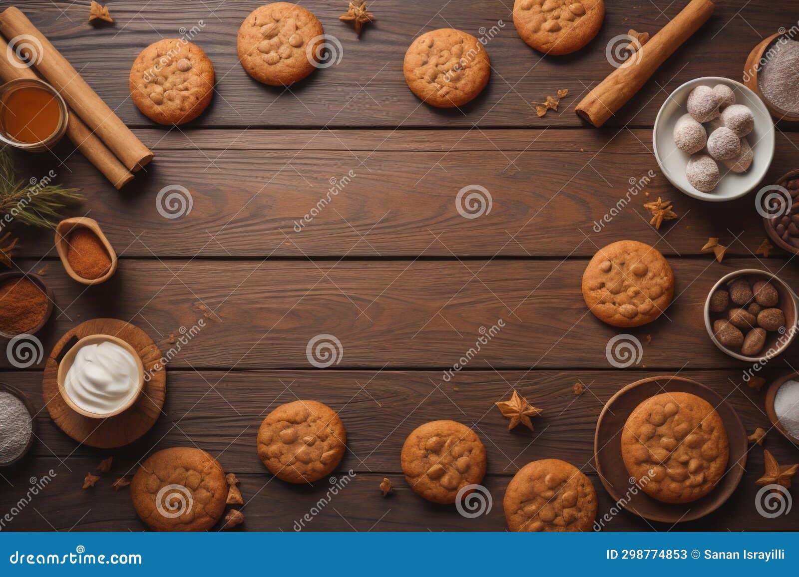 Cookies on a Wooden Table. Top View Stock Image - Image of table ...